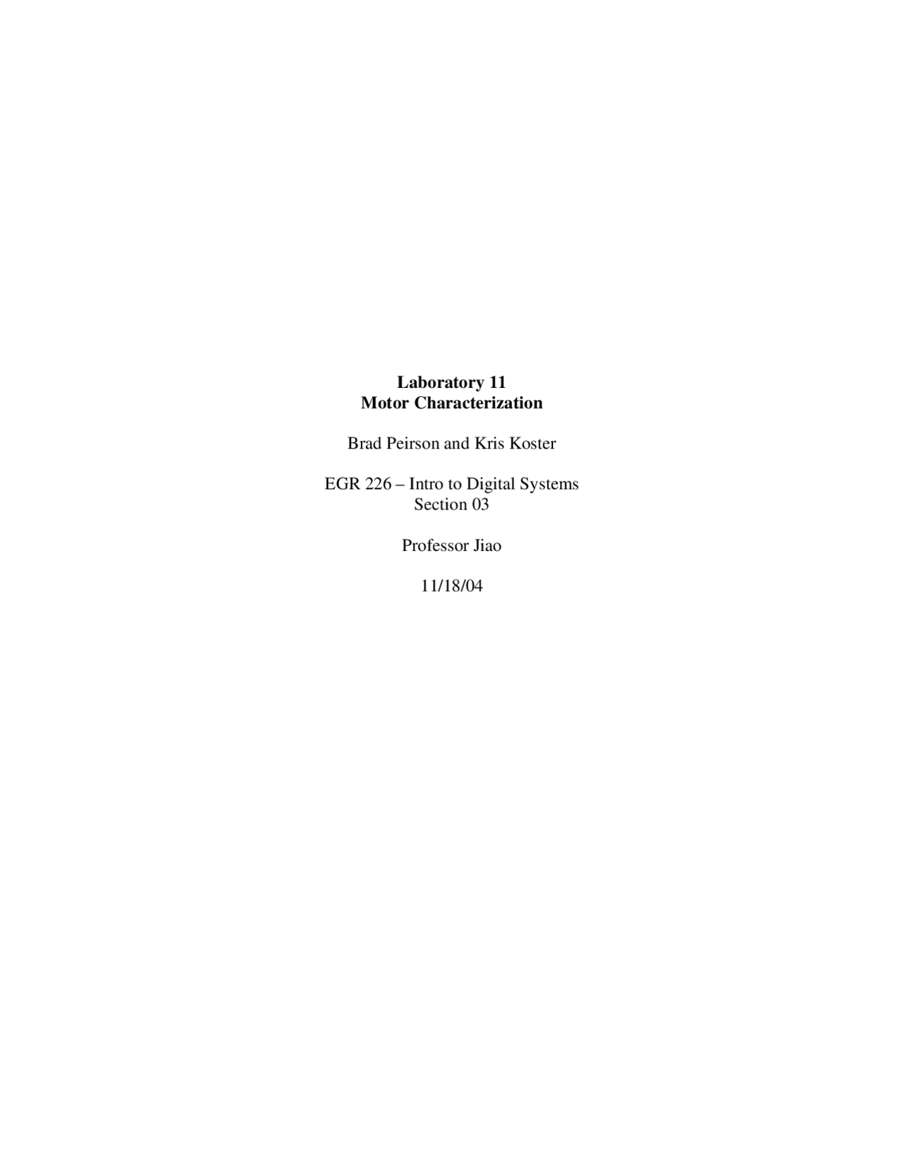 Lab 11 Motor Characterization Introduction To Digital Systems Egr