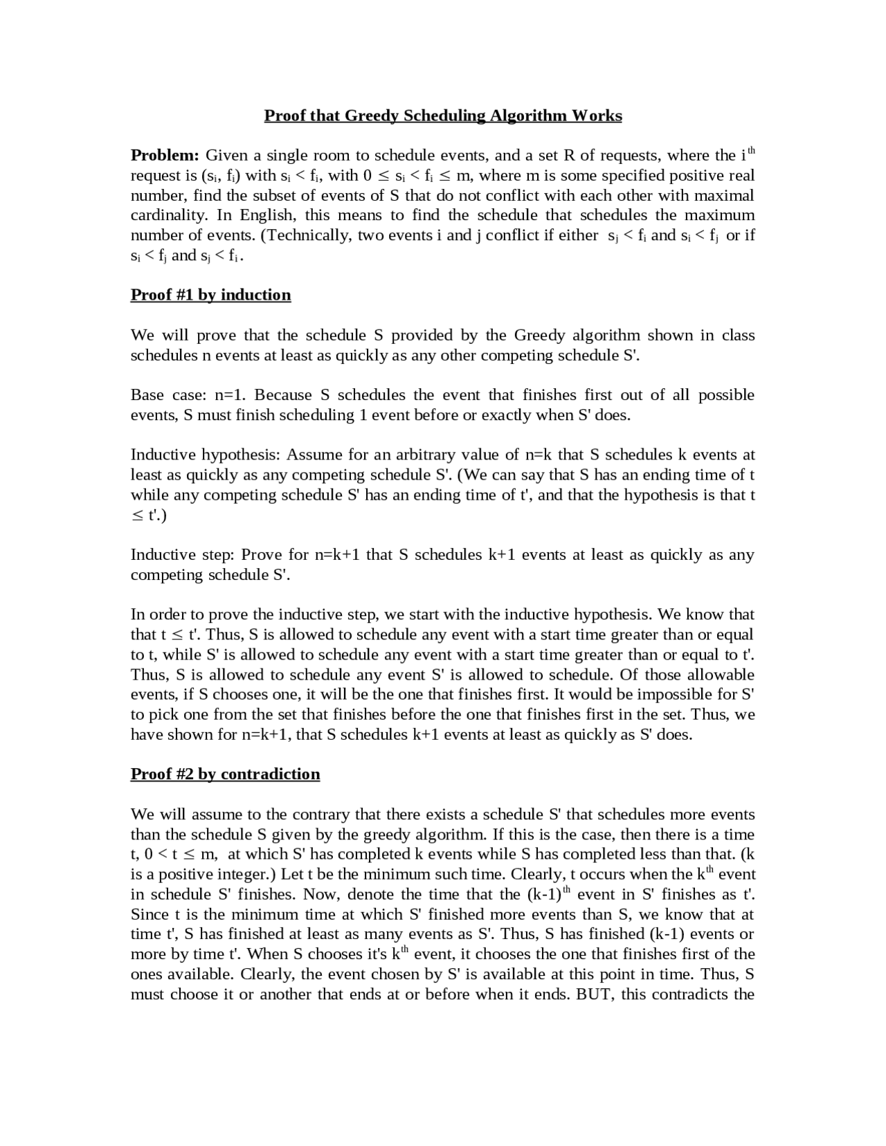 Proof The Greedy Scheduling Algorithm Works And Dijkstras Algorithm Cot 5405 Docsity