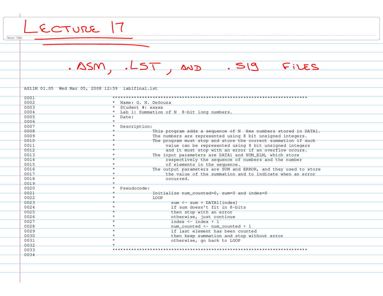 ASM, LST, AVD Sig Files - Introduction to Digital Systems | ECE 2210 | Lab Reports Electrical ...