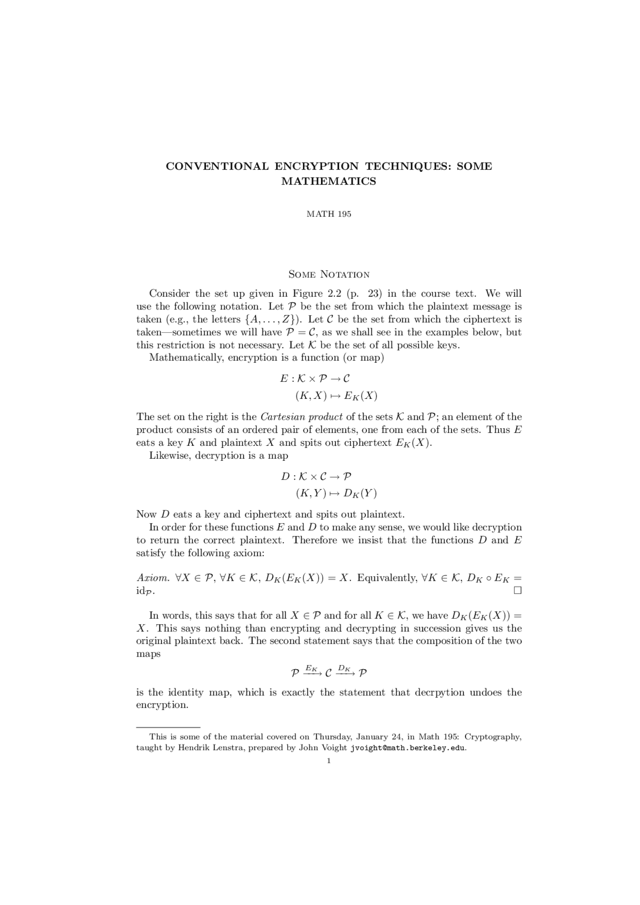 Some Notation - Conventional Encryption Techniques: Some Mathematics ...