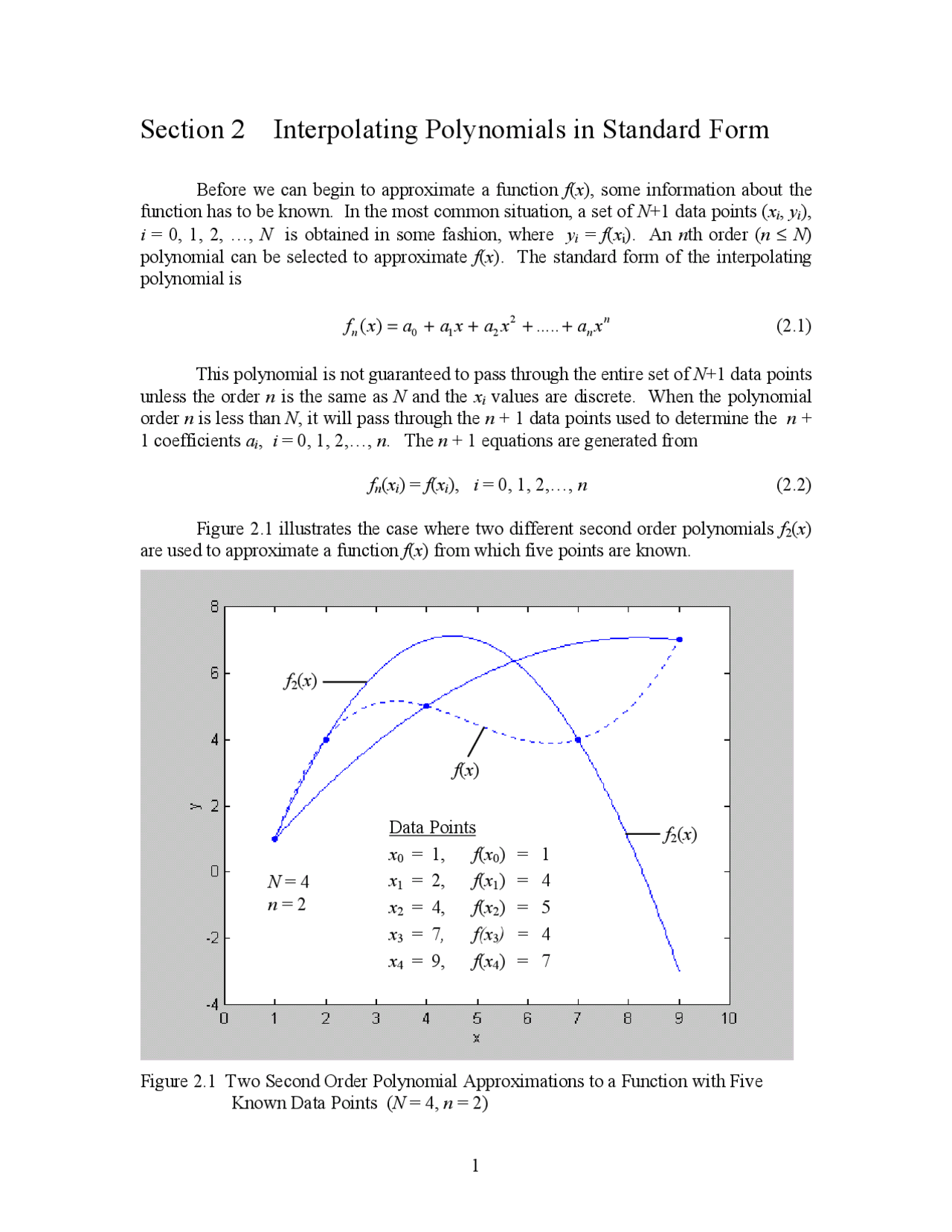 Interpolating Polynomials In Standard Form Notes Egn 3420 Docsity