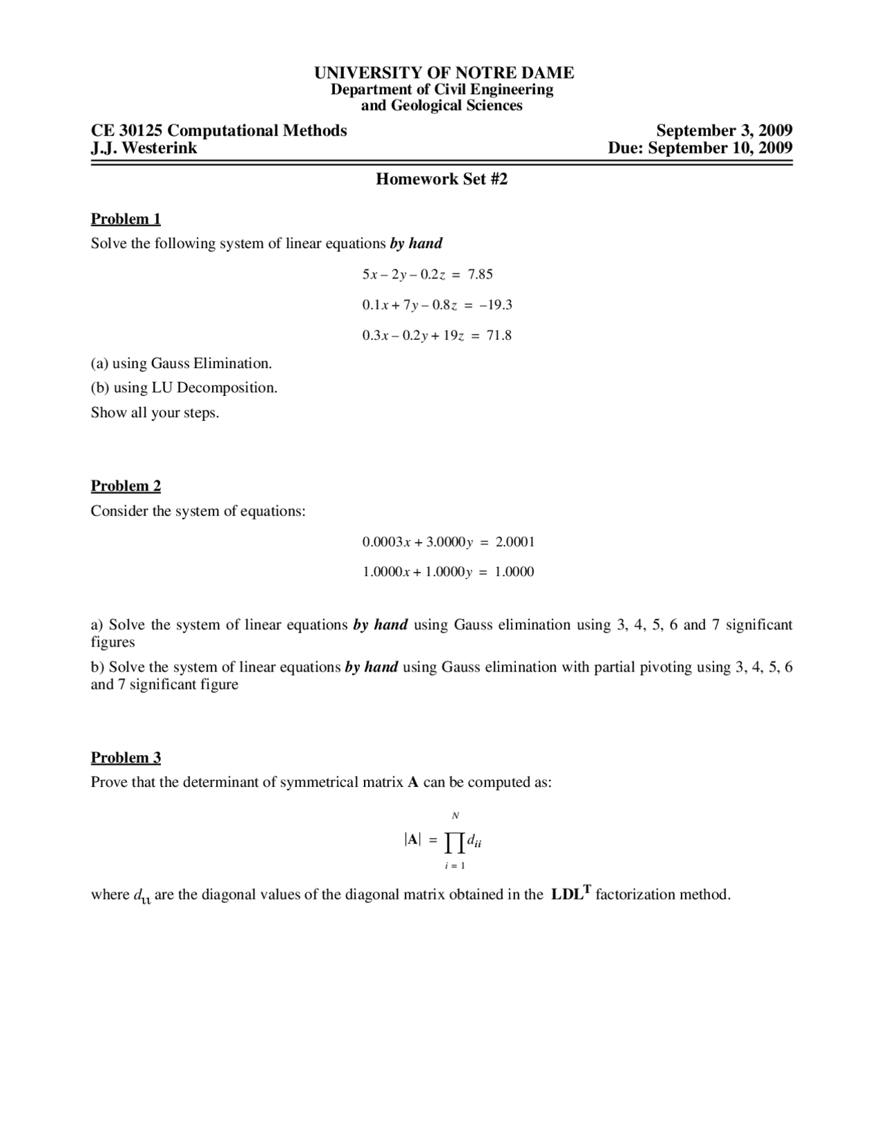 Homework 2 - 3 Problems on Computational Methods | CE 30125 | Assignments Civil Engineering ...