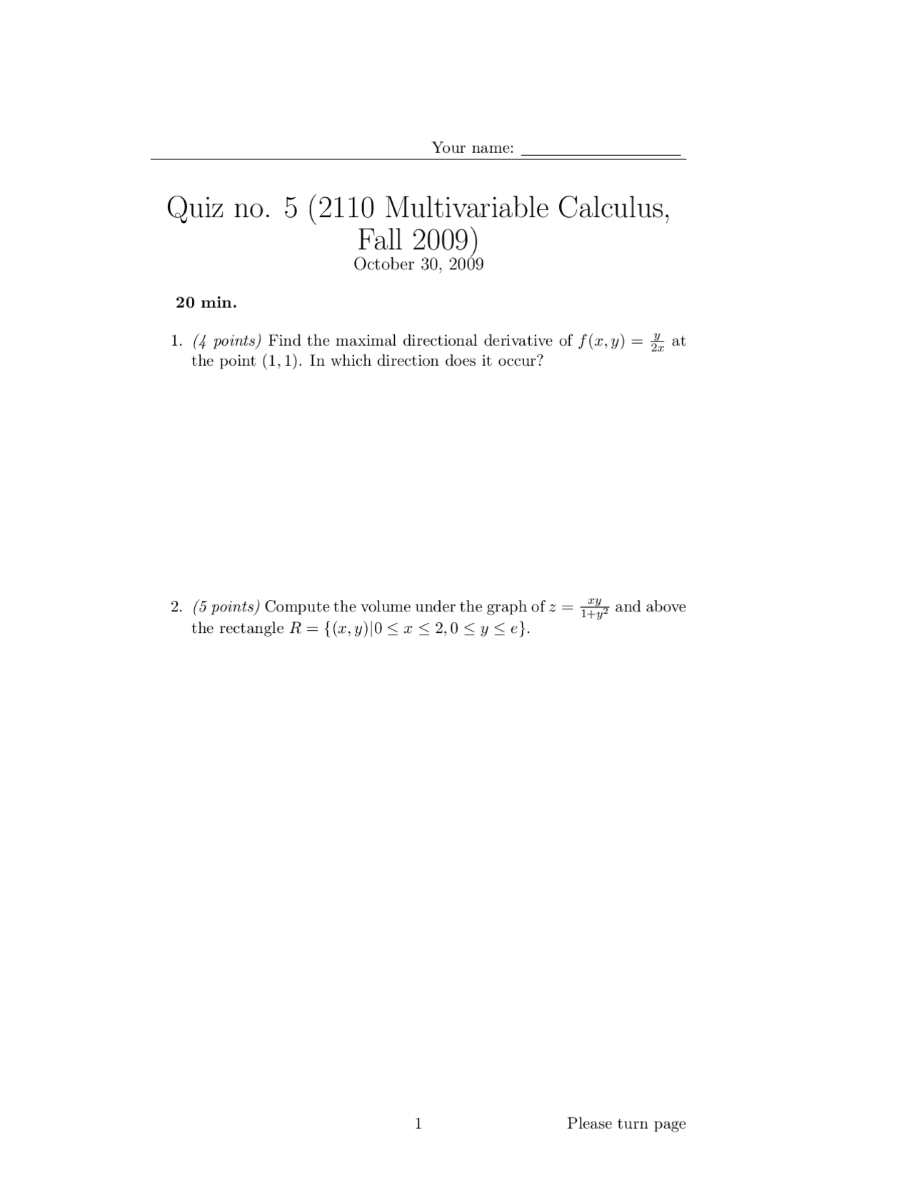 Find Maximal Directional Derivative Quiz 5 Multivariable Calculus