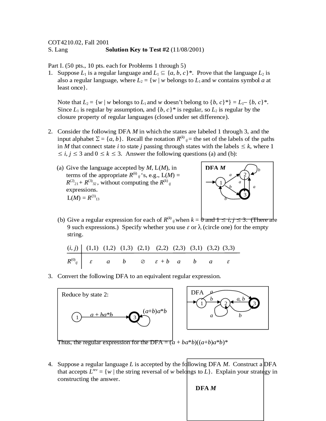 Solution Key To Exam 2 On Discrete Structures Ii Cot 4210 Docsity