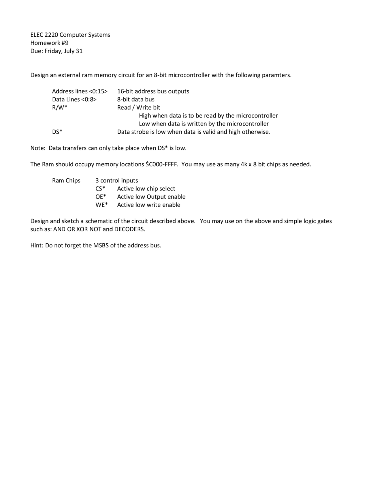Computer Systems - Homework Nine Question | ELEC 2220 | Assignments ...