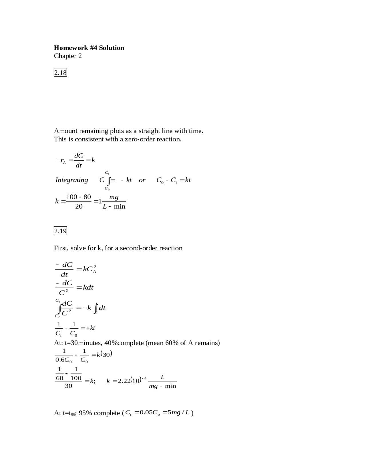 Resolution Of Homework 4 Introduction To Environmental Engineering