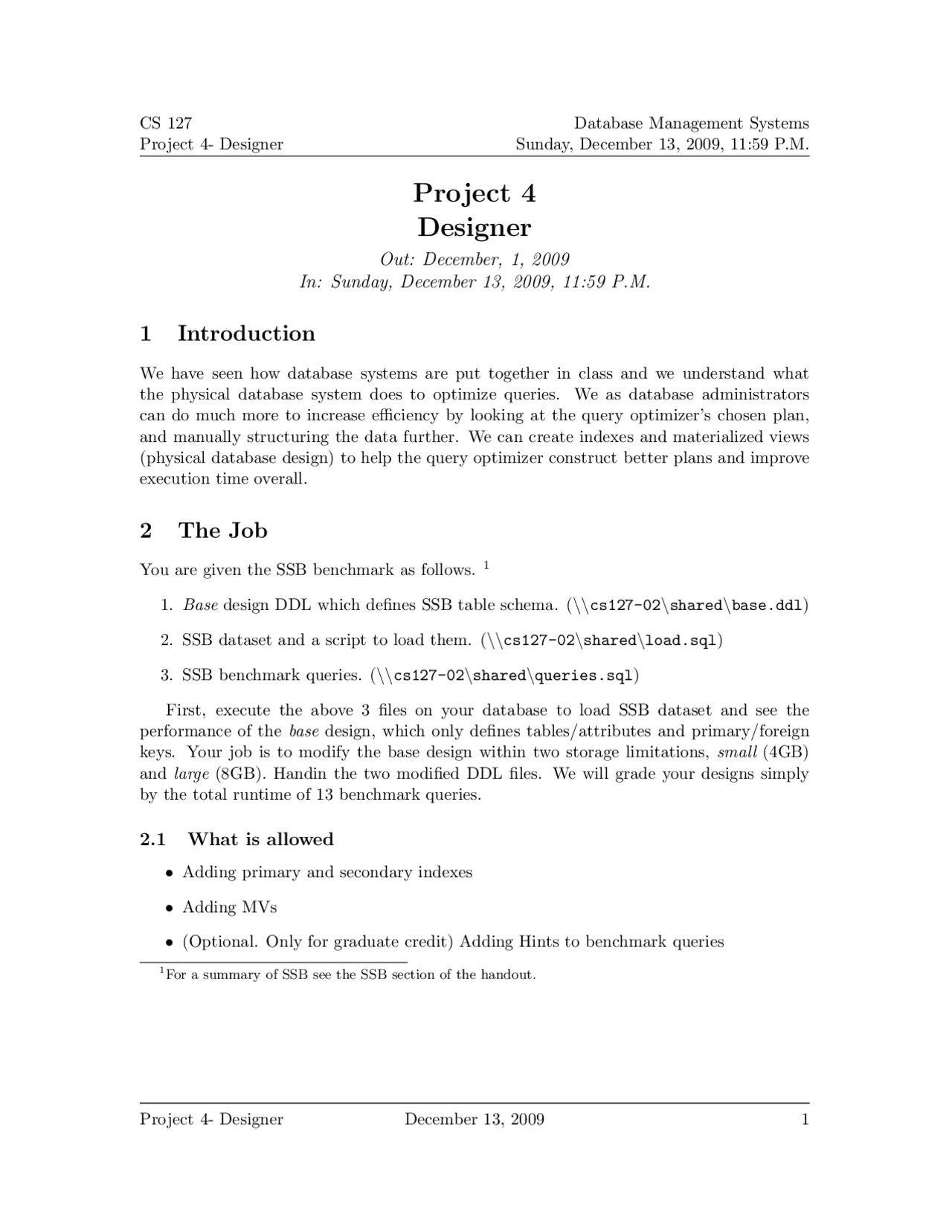 Introduction To The Database Management Systems Project 4 Csci 1270