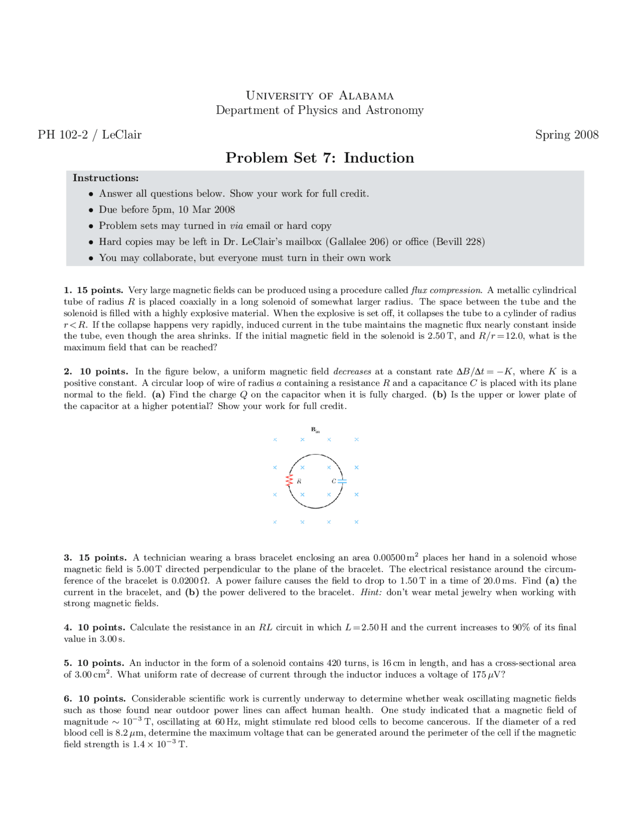 10 Questions On Induction General Physics Ii Ph 102 Docsity