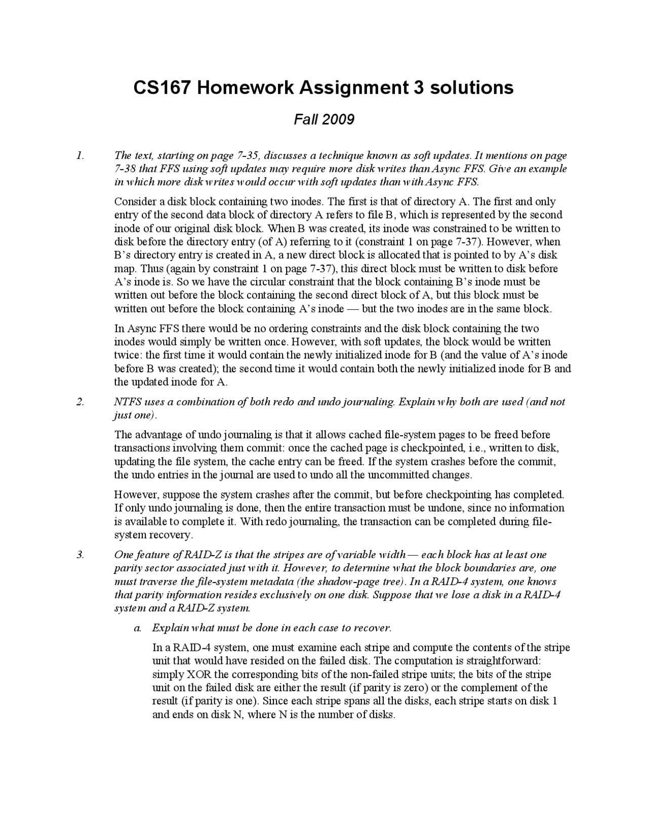 Homework Assignment 3 Solutions Operating Systems Csci 1670 Docsity