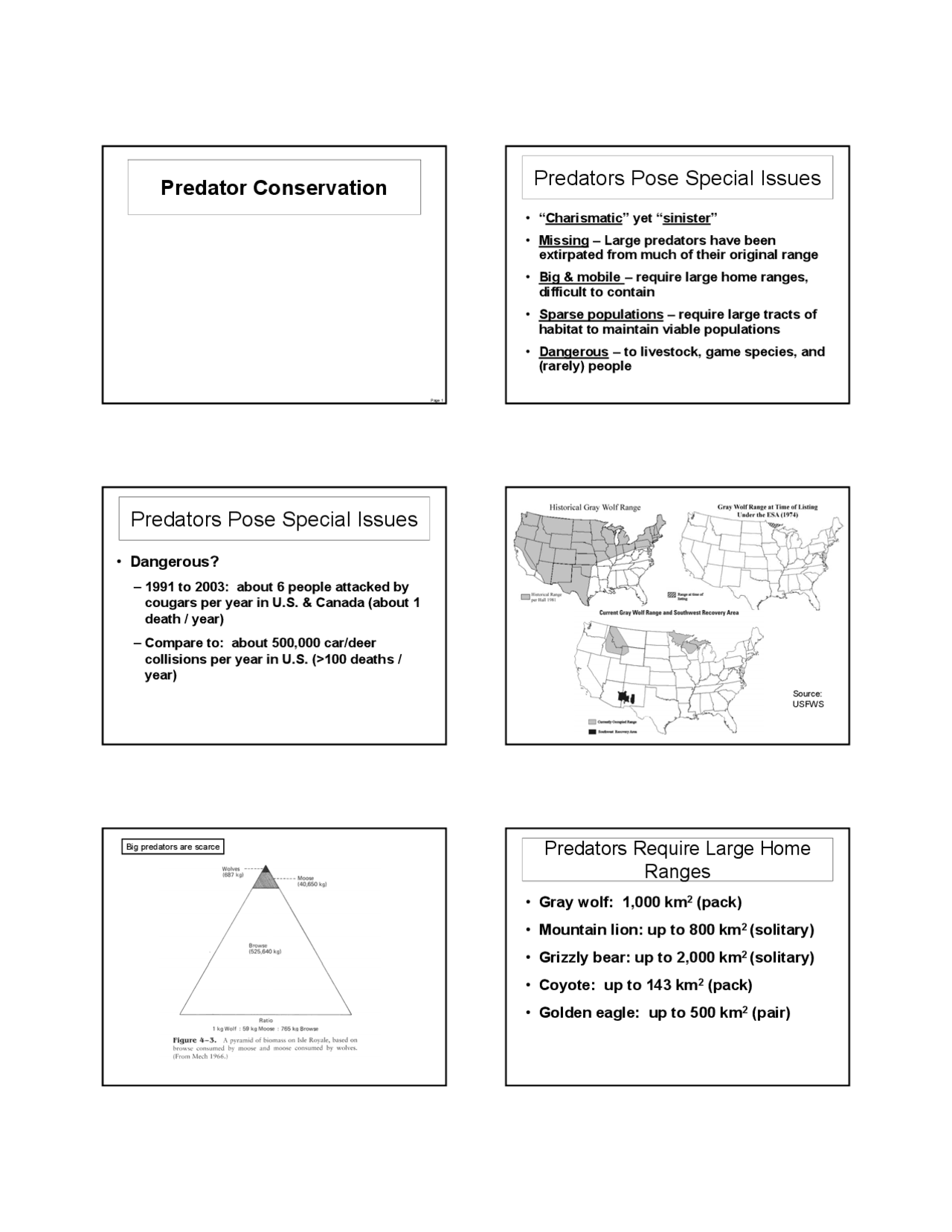 Lecture Slides On Predator Conservation Wildlife Biology Principles
