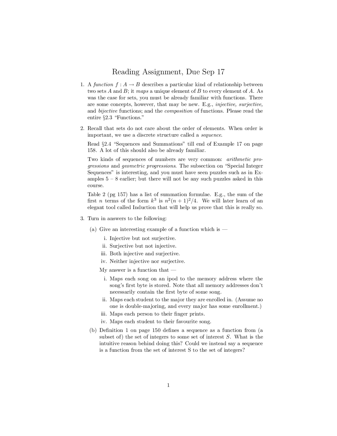3 Questions For Assignment Discrete Mathematics Cse 20110 Docsity