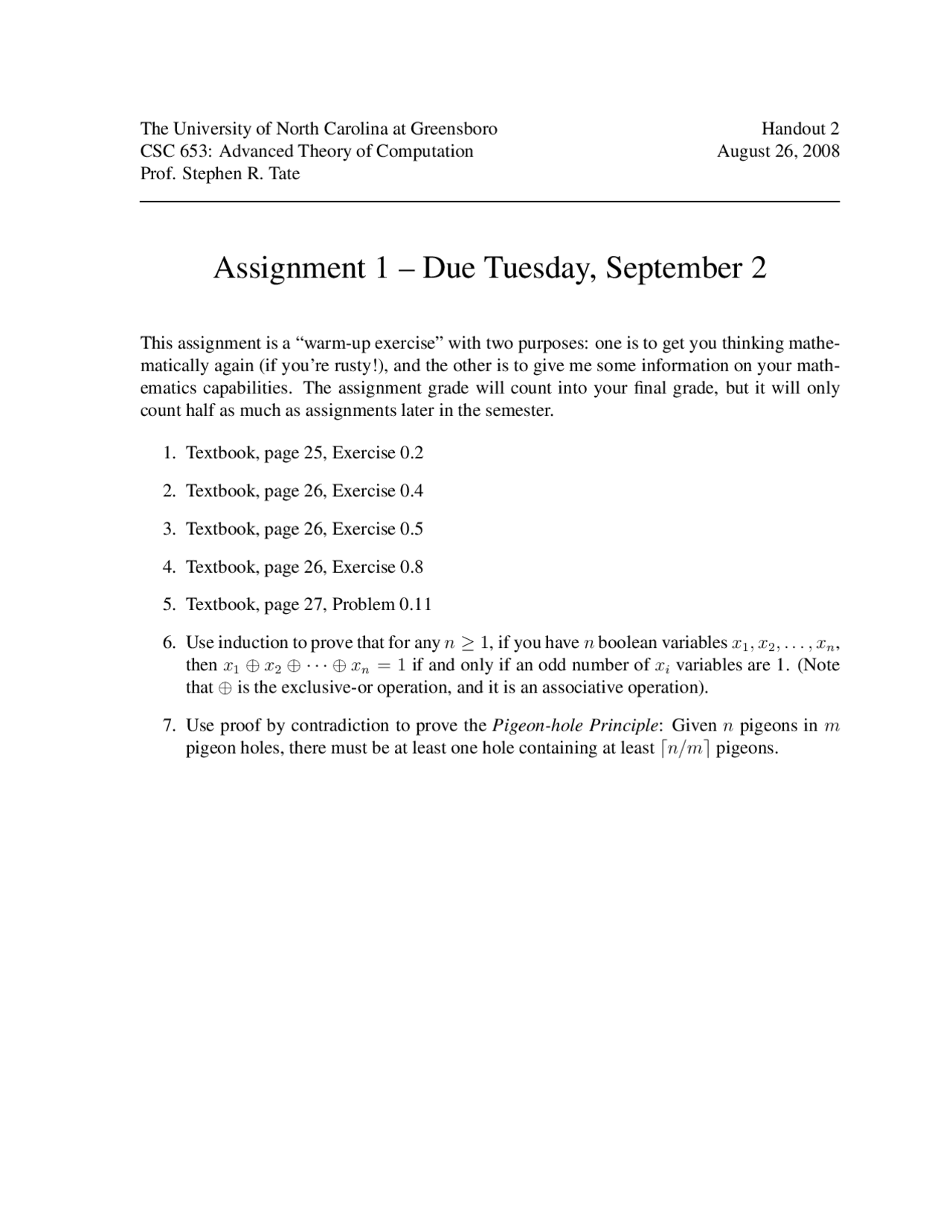 Homework 1 On Advanced Theory Of Computation Fall 2008 Csc 653