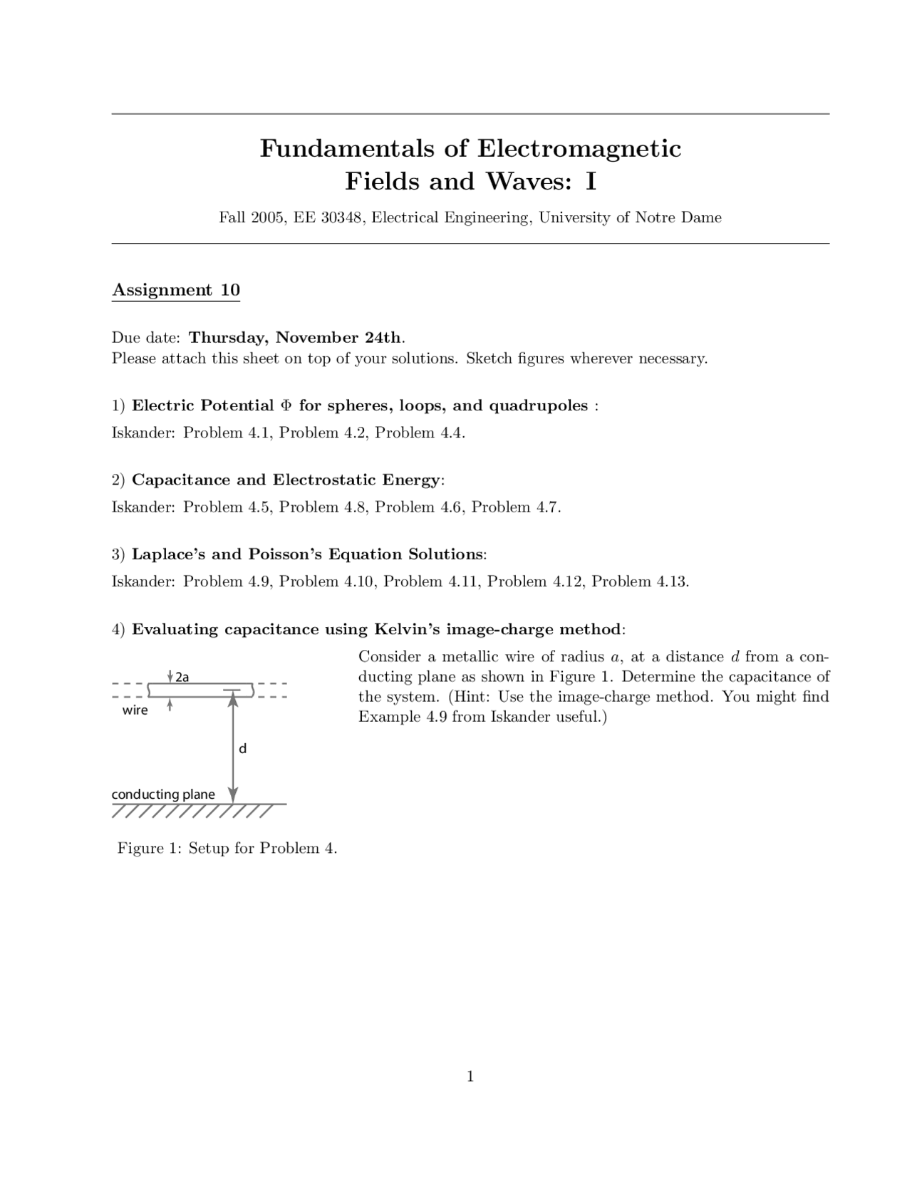 Electromagnetic Fields And Waves I Fundamentals Homework 10 Ee