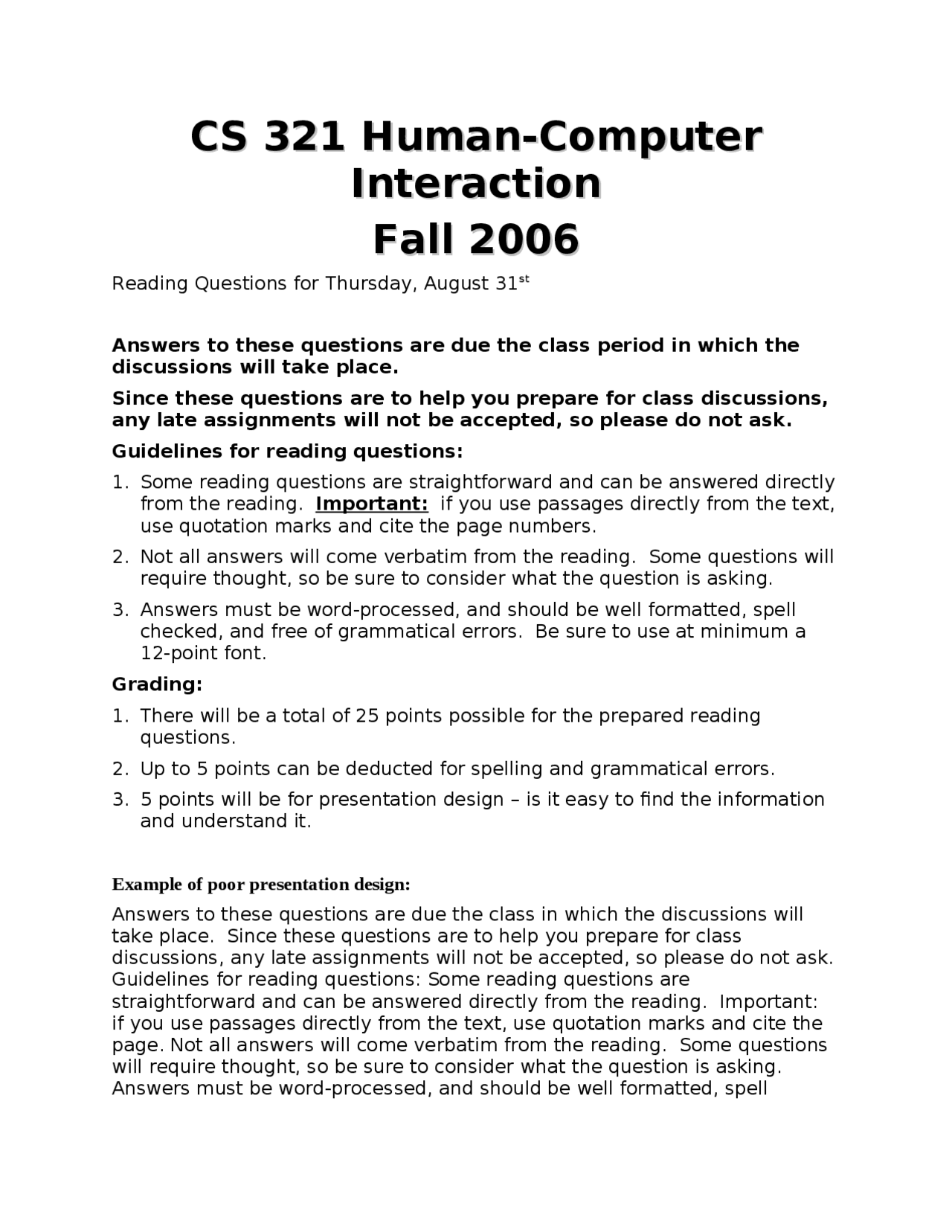 Assignment Questions Human Computer Interaction Design Cs 321 Docsity