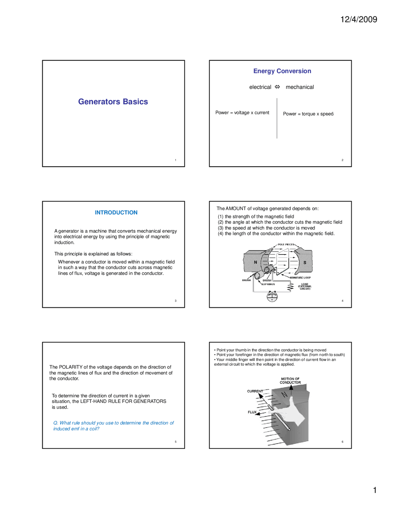 Lecture Slides Of Generators Basics Electrical Devices And