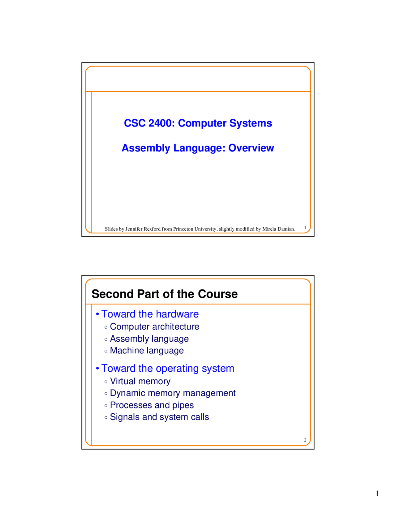 Lecture Slides On Assembly Language Overview Csc 2400 Docsity