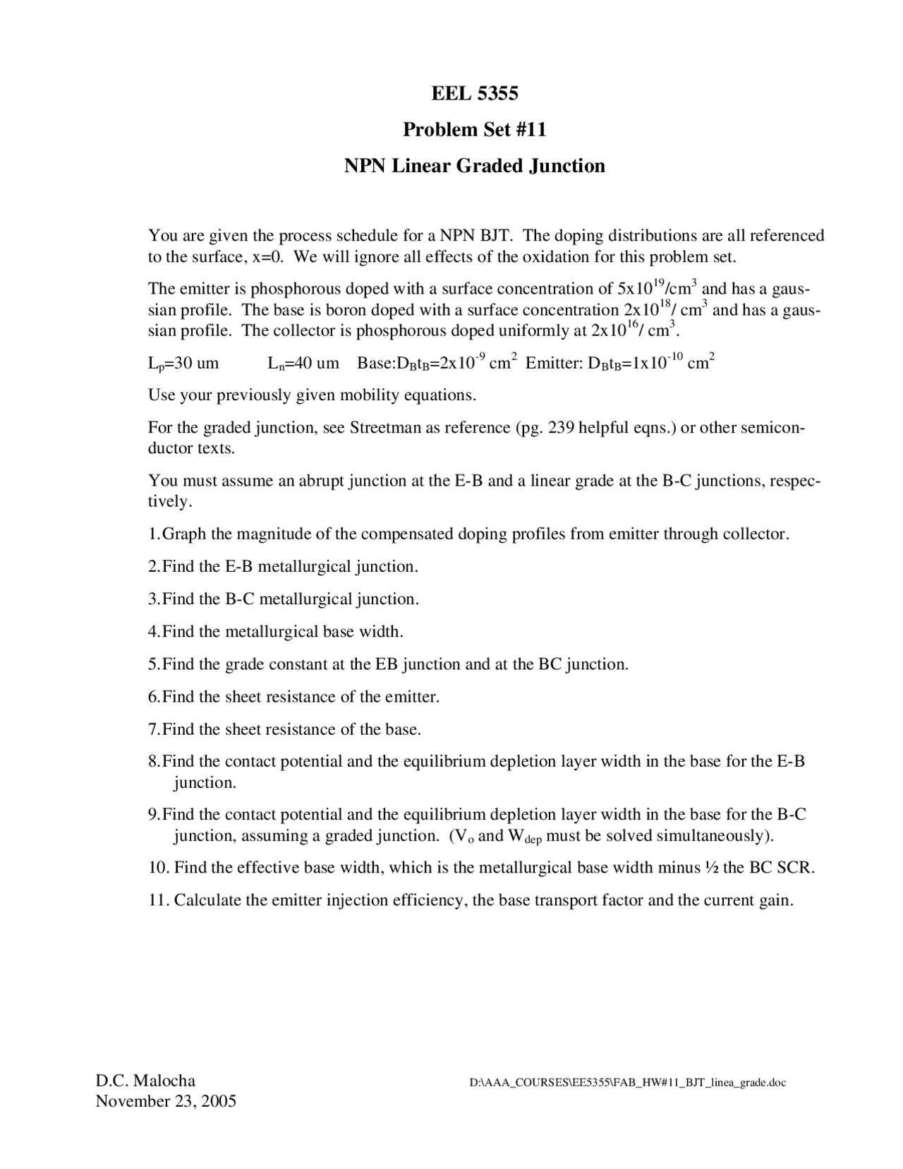 Problem Set 11 Non Linear Graded Junction Fabrication Of Solid State
