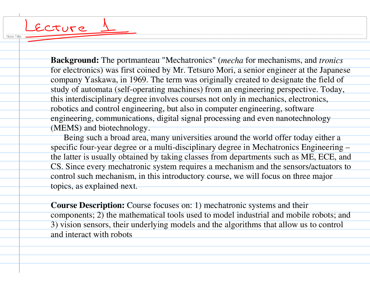 The Field Of Mechatronic Introduction To Mechatronics And Robotic