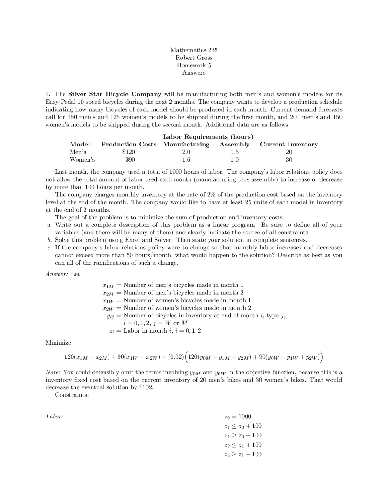 Mathematics For Management Science Assignment 5 With Solutions Mt