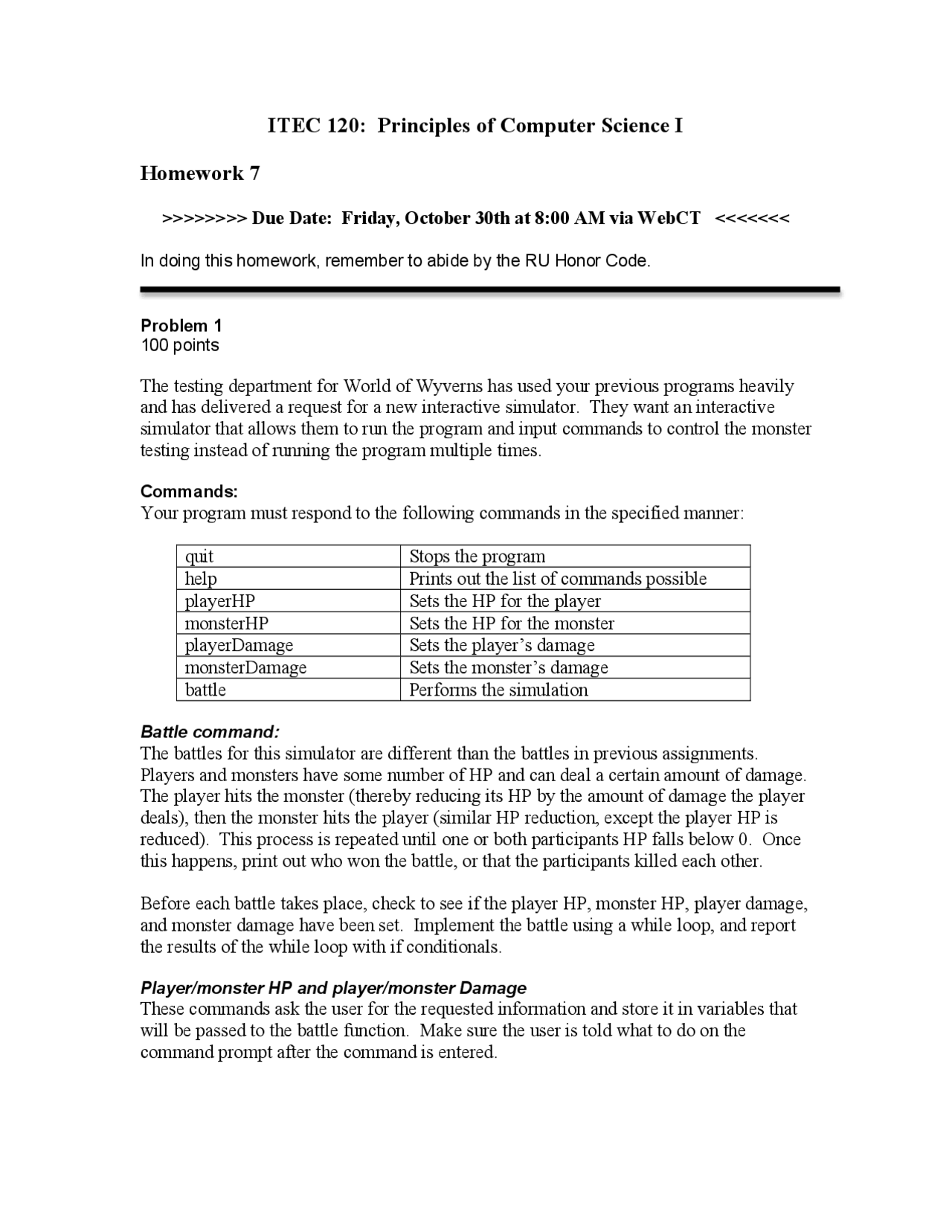 Assignment 7 Principles Of Computer Science I Itec 120 Docsity