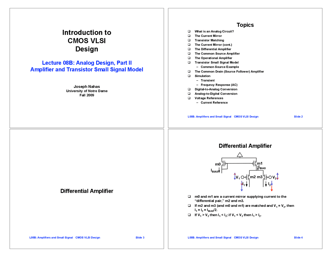 Analog Circuit The Current Mirror Vlsi Circuit Design Cse 60462 Docsity