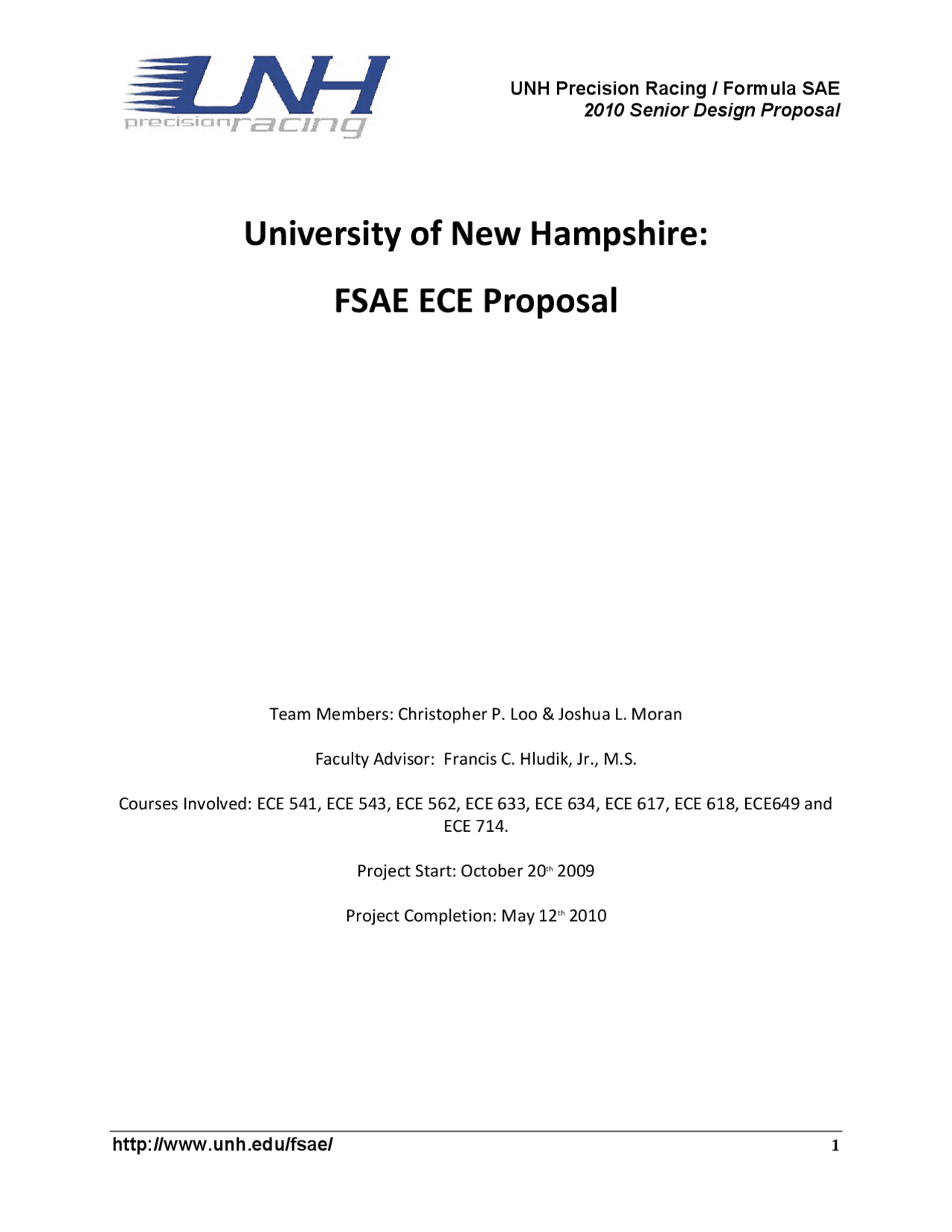 FSAE ECE Proposal - Electric Circuits - Senior Project | ECE 541 - Docsity