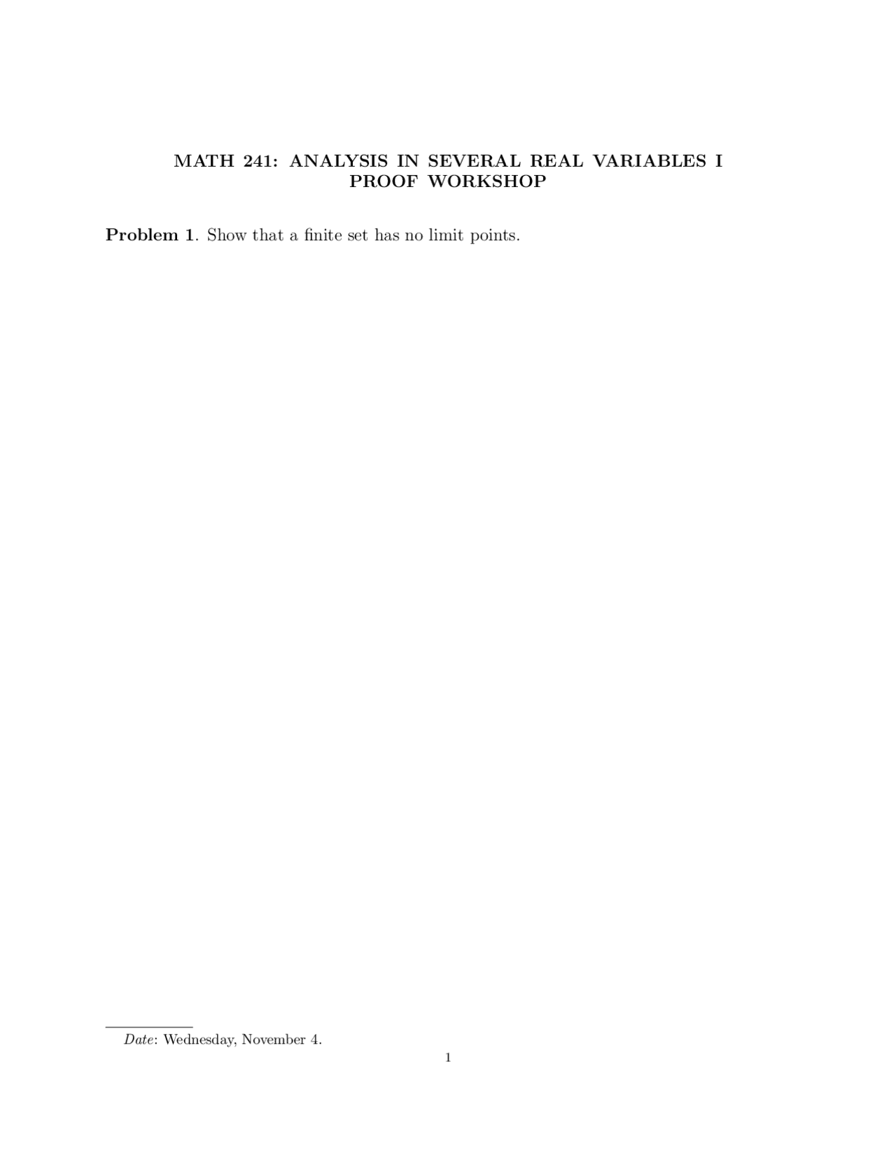 Analysis In Several Real Variables I Assignment Math 241 Docsity