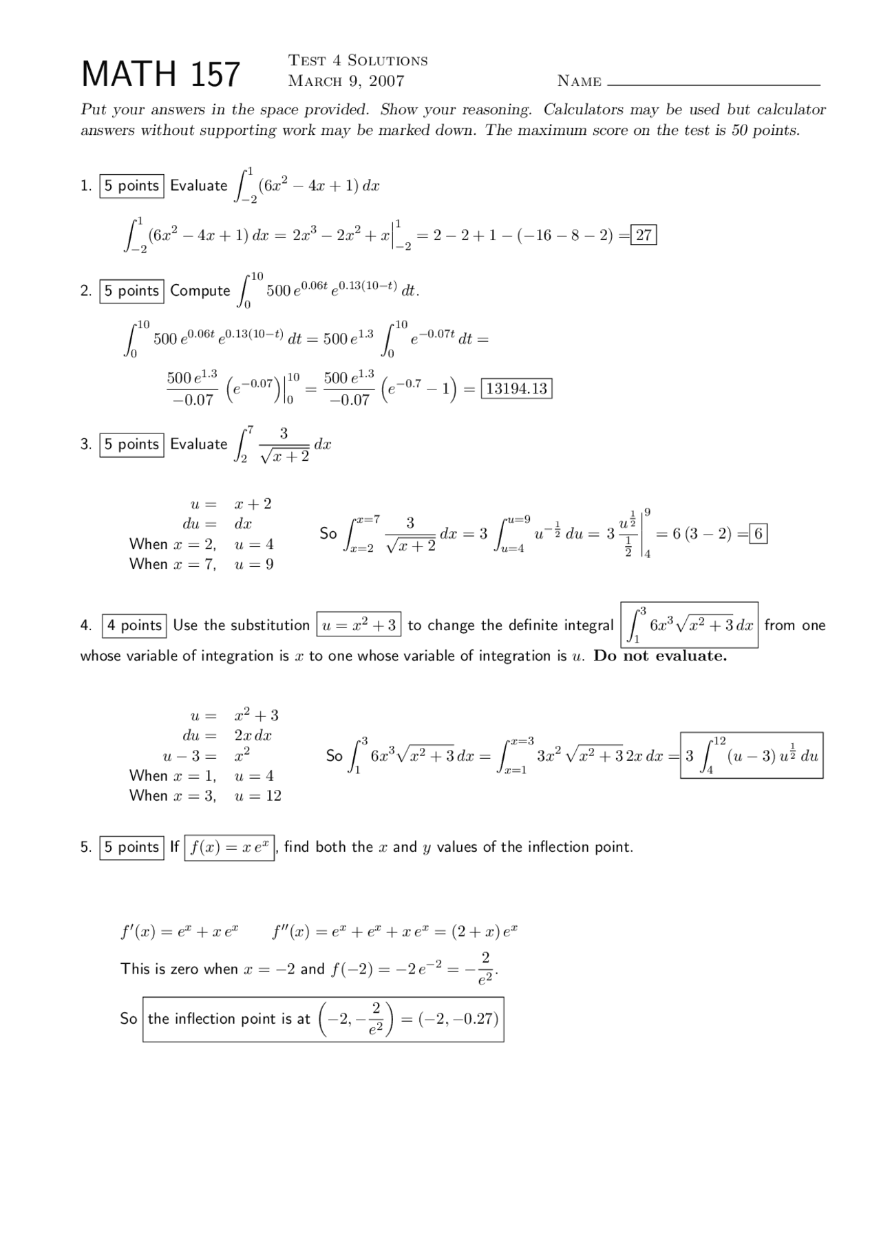 11 Solved Questions Exam 4 Calculus With Applications To Business