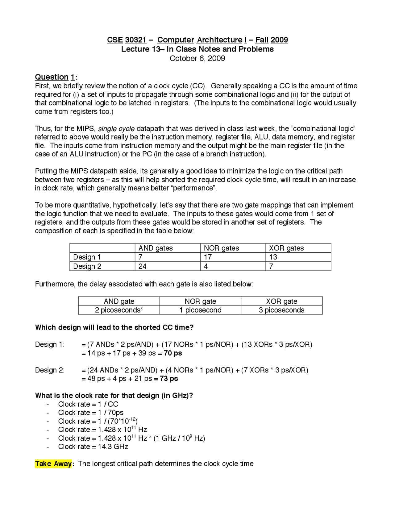 5 Questions On Computer Architecture I Cse 30321 Docsity