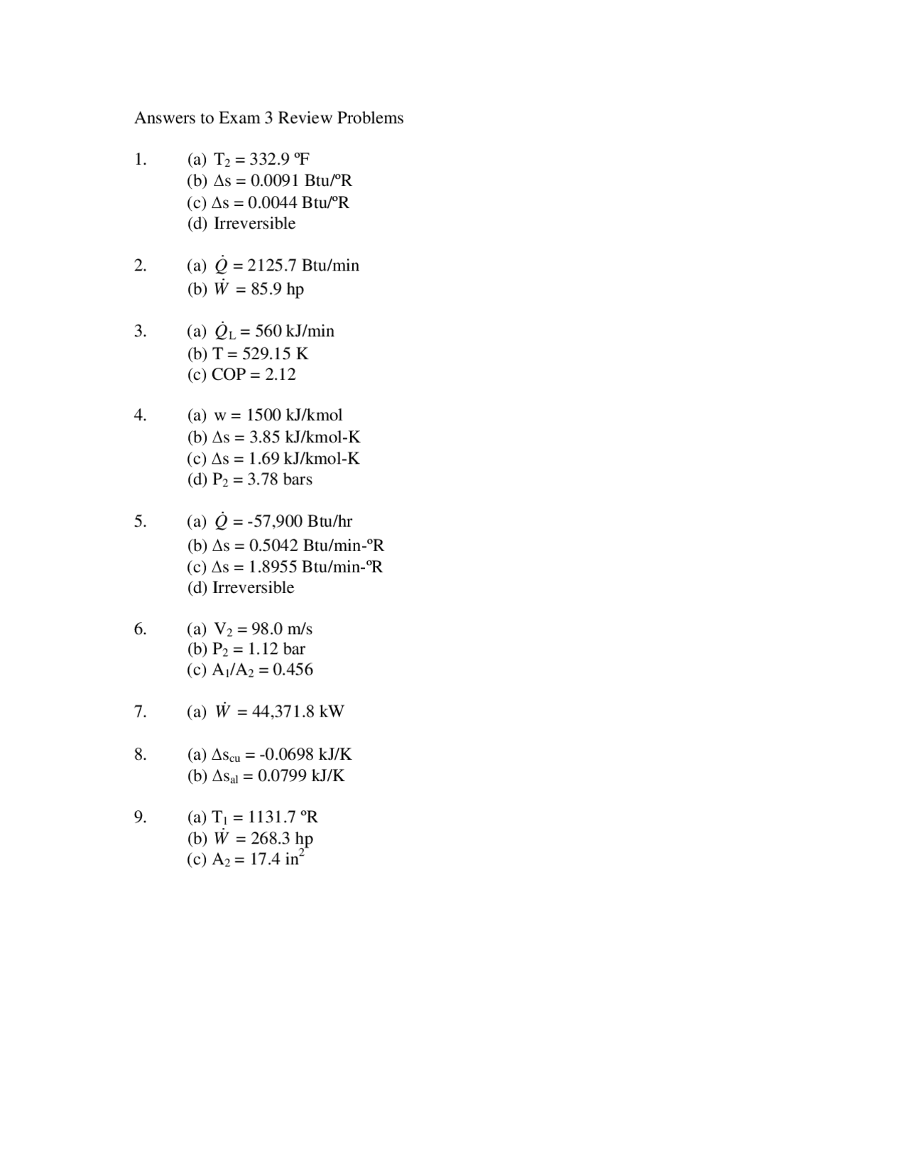 9 Solved Questions In Thermodynamic Principles Me 2233 Docsity