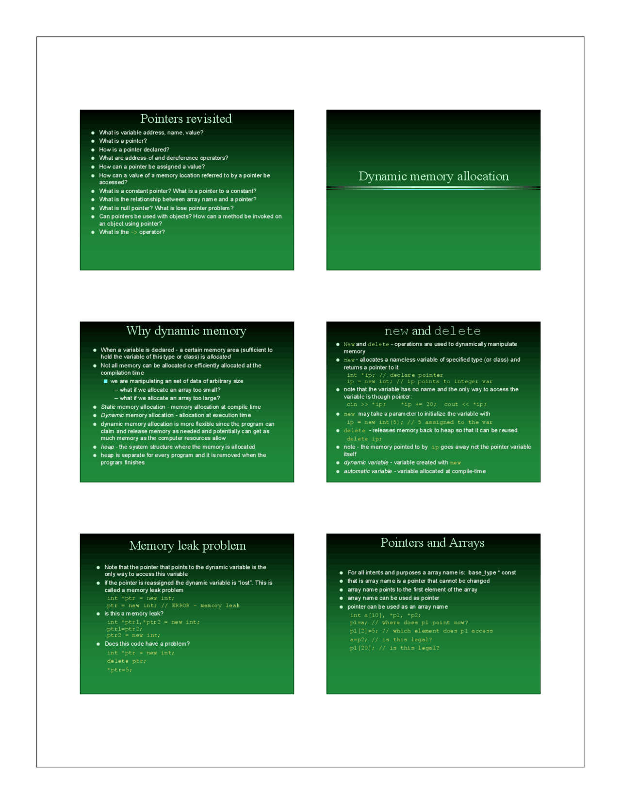 An Introduction To The Dynamic Memory Allocation Cs 23021 Docsity