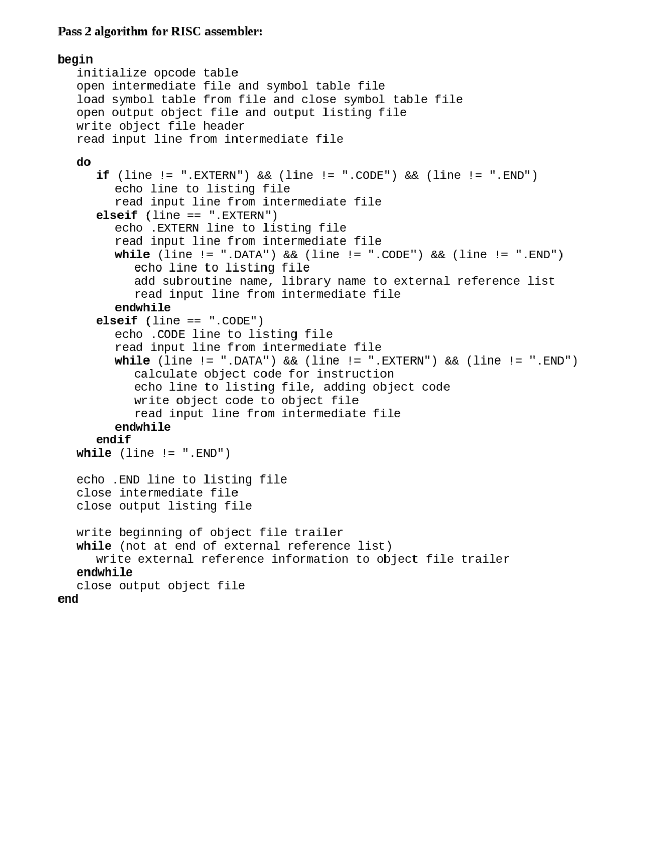 Algorithm For Risc Assembler Begin Systems Software Cop 3402 Docsity