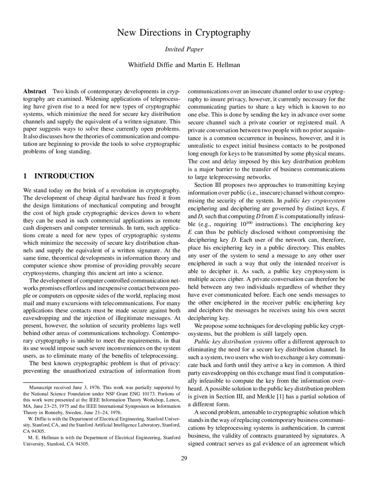 Lecture Notes On New Introduction In Cryptography Csci 1510 Docsity