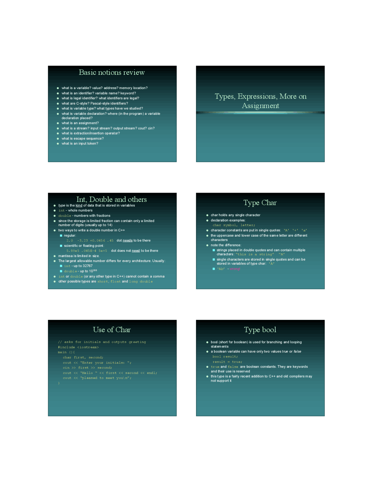 Basic Notions Review Lecture Slides Cs 23021 Docsity