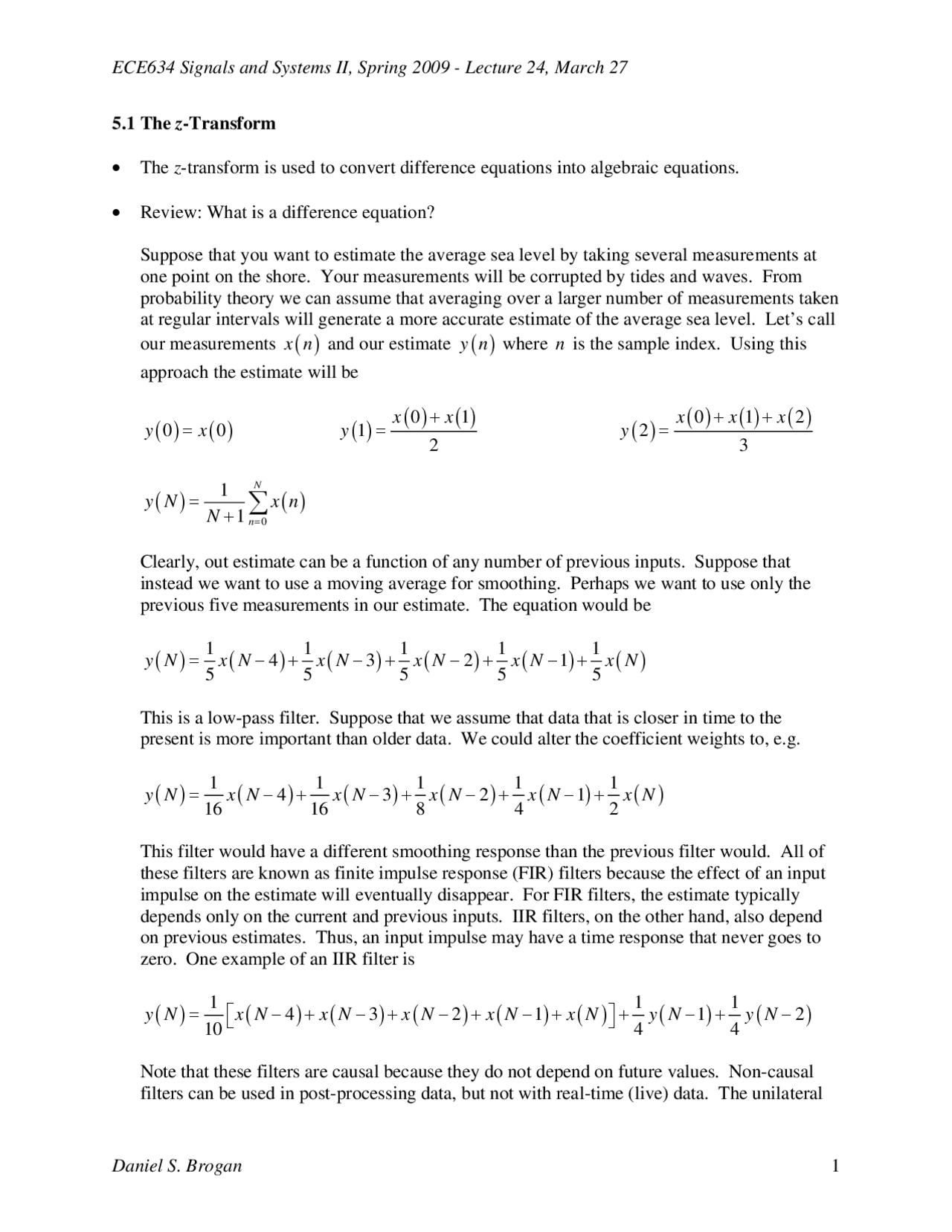 The Z Transform Signals And Systems Ii Lecture Notes Ece 634