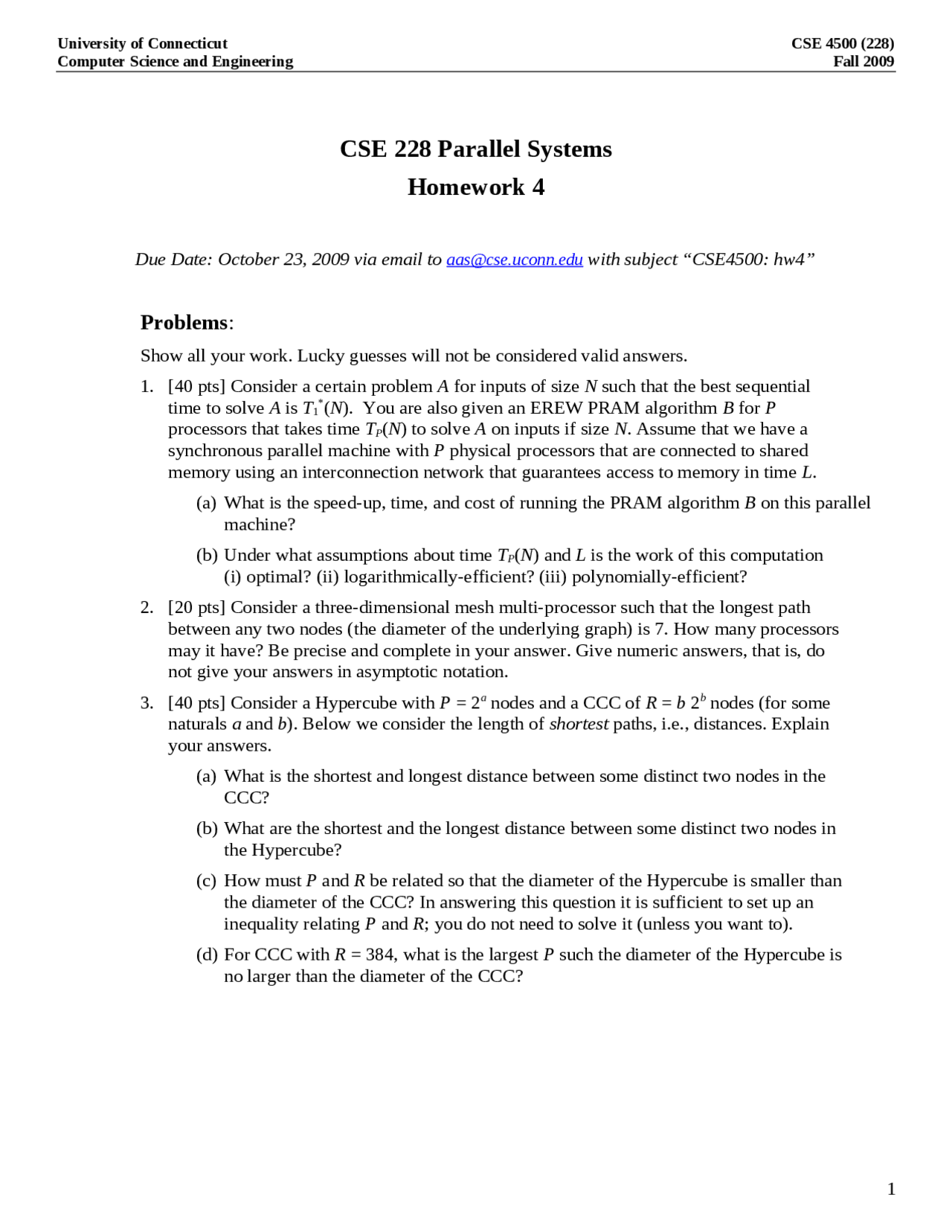 Homework 4 Problems Parallel Systems Cse 4500 Docsity