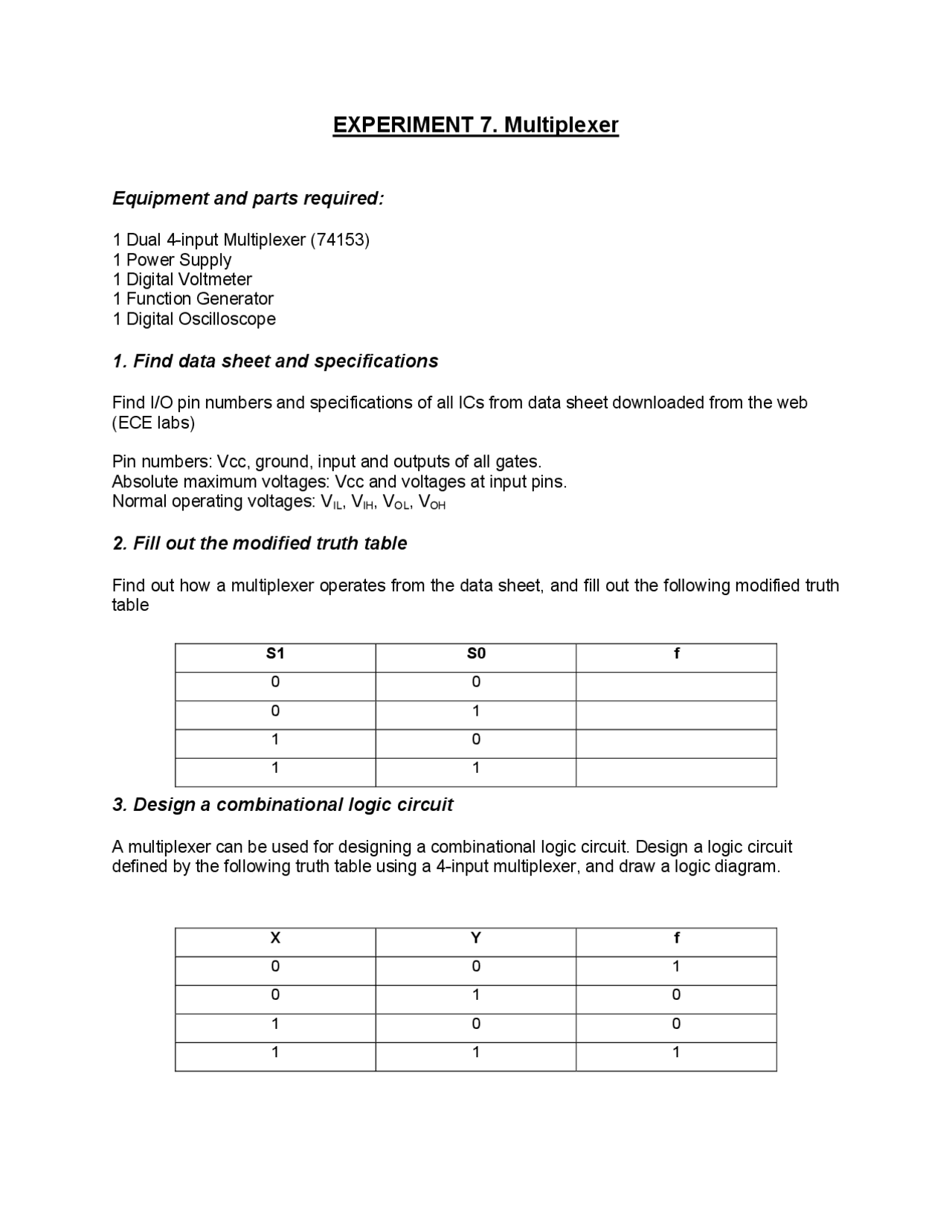 Notes On Multiplexer Laboratory Experiment 7 Ece 140 Docsity
