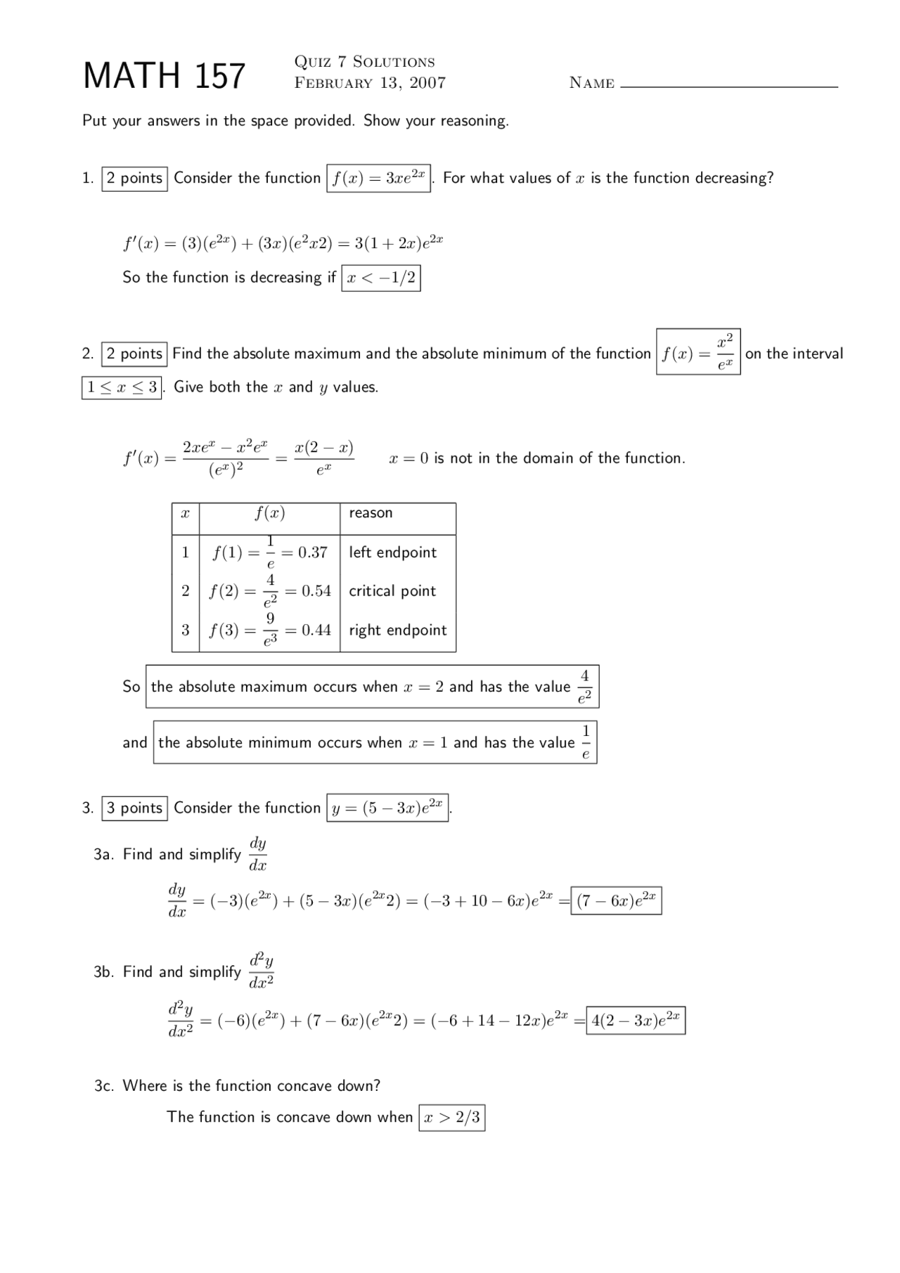 Quiz 7 Solutions - Calculus Applications to Business and Economics ...