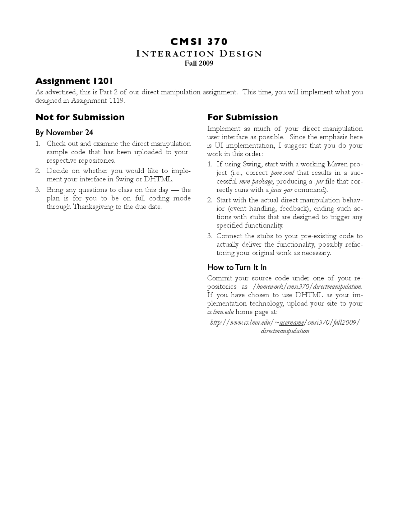 Interaction Design Direct Manipulation Programming Cmsi 370 Docsity