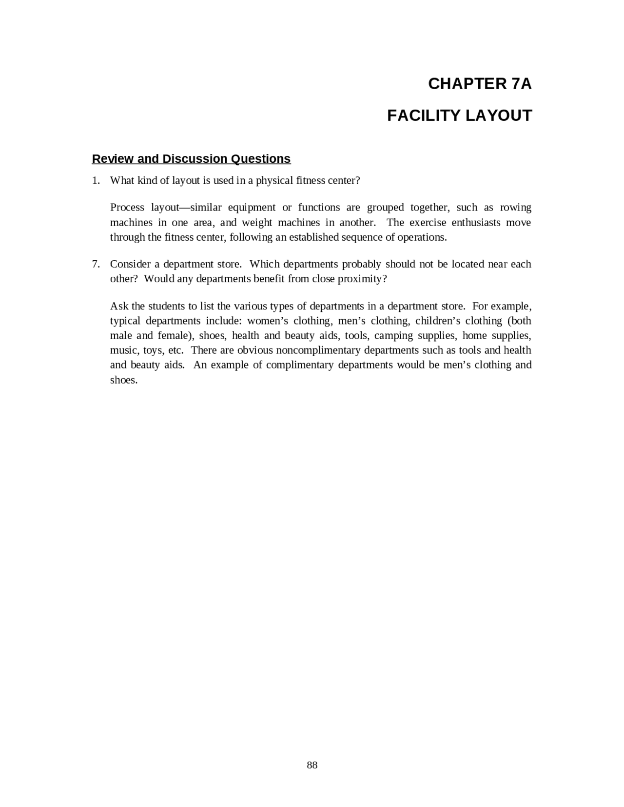 Facility Layout - Operations and Production Management - Review Sheet ...