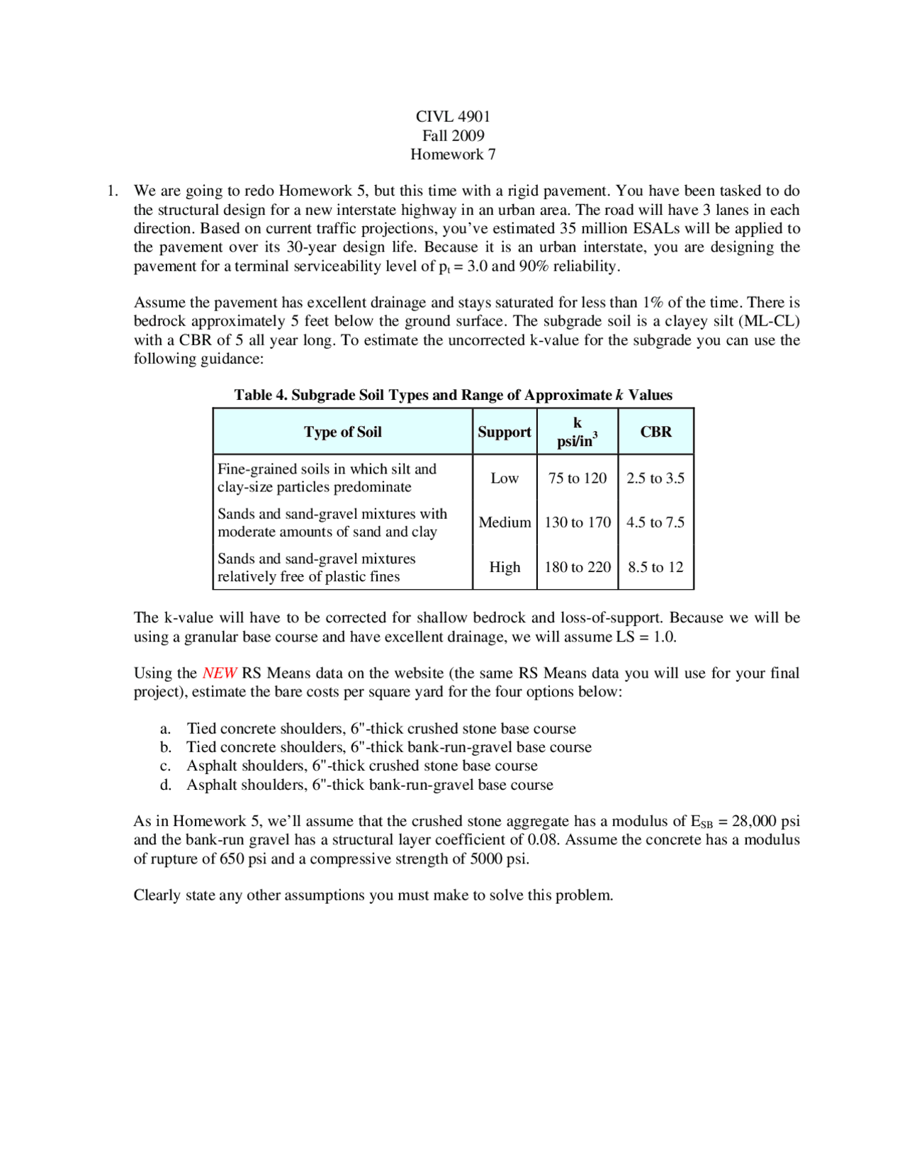 Assignment 1 Question With Solution Pavement Design And Evaluation