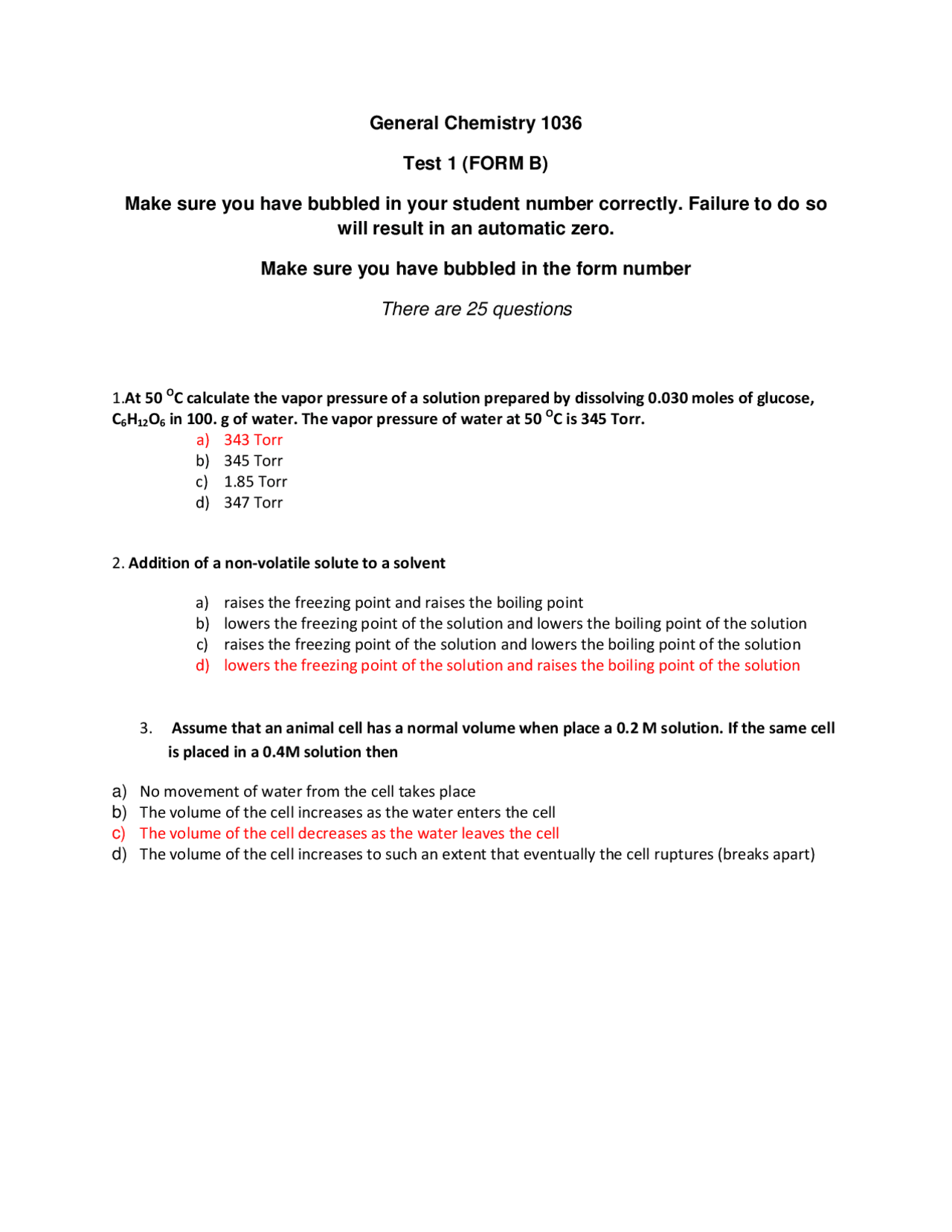 25 Solved Multiple Choice Questions On Chemistry Test Chem 1036