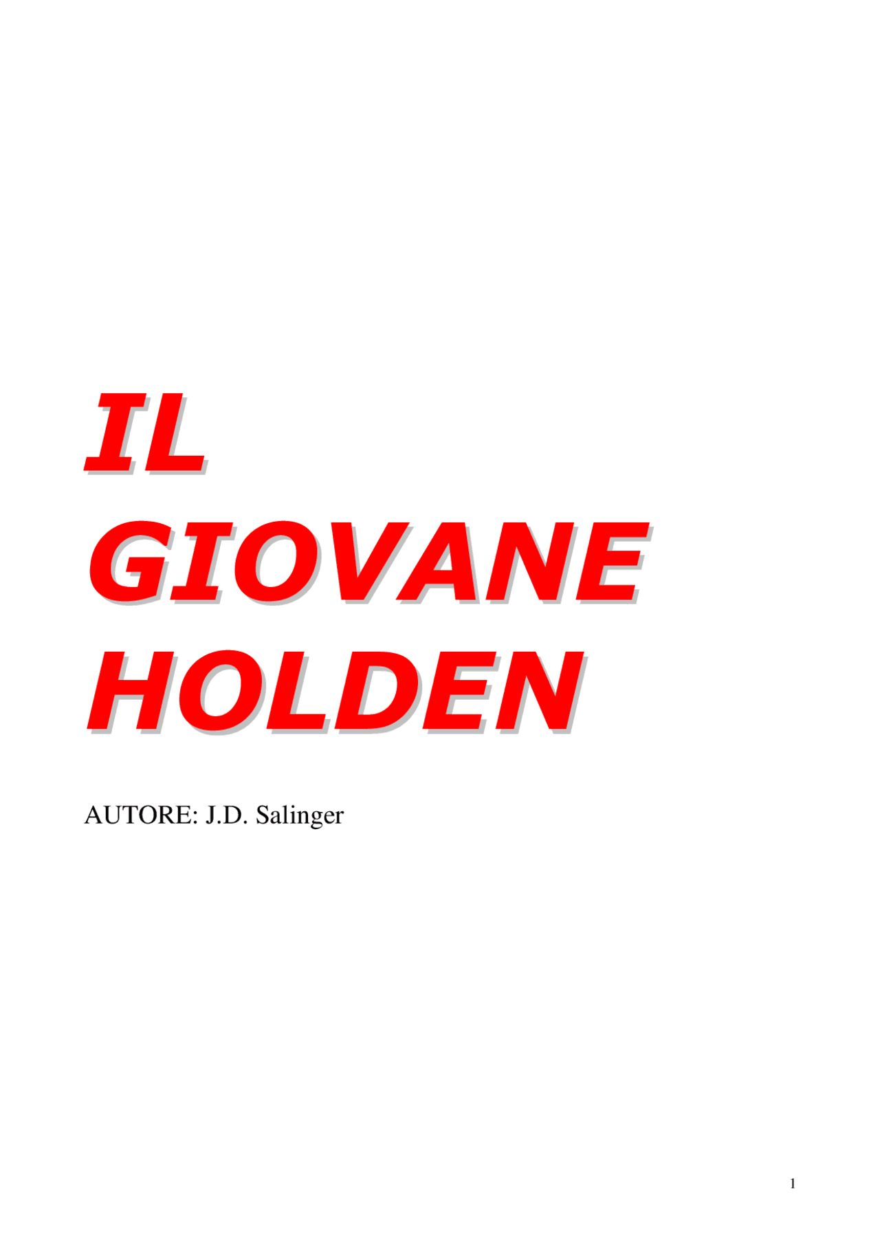 Il Giovane Holden Salinger Scheda Docsity