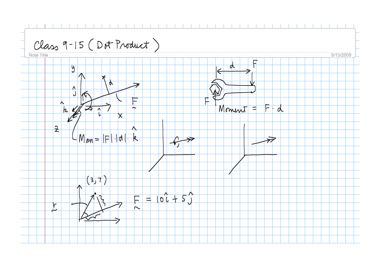 Handout Notes on Dot Product | Mechanics I | ENES 102 - Docsity