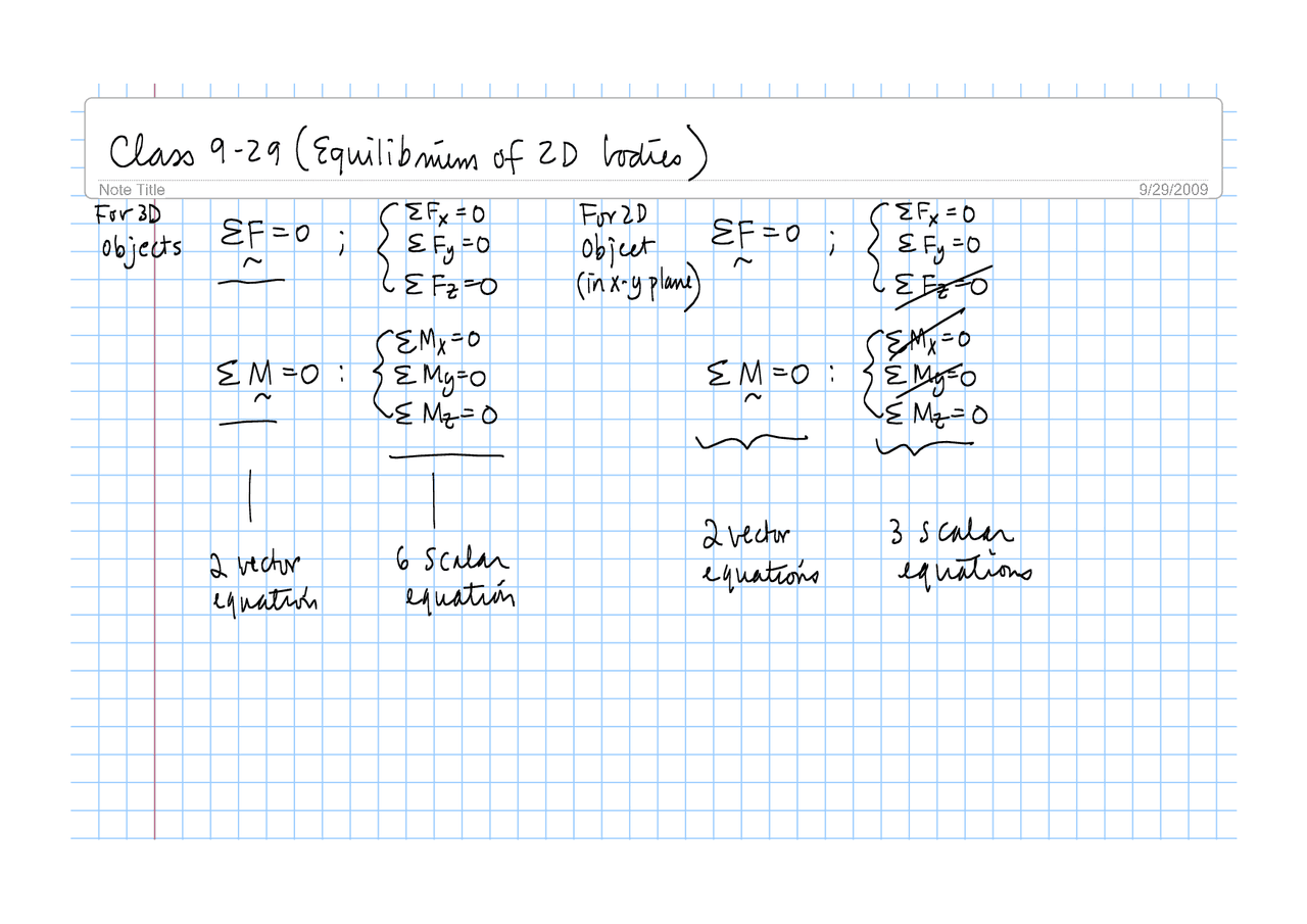 Equilibrium of 2D Bodies | Mechanics I | ENES 102 - Docsity