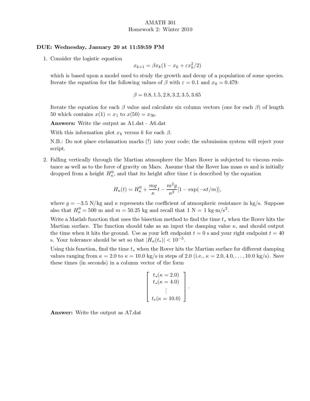 Homework 2 Questions With Answers Beginning Scientific Computing