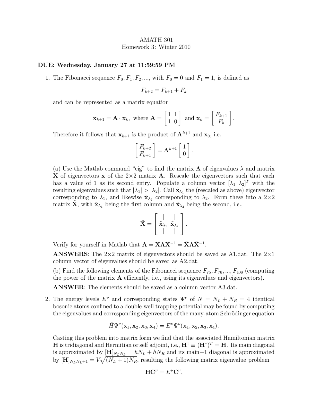 Homework 3 Questions With Answer Beginning Scientific Computing Fall