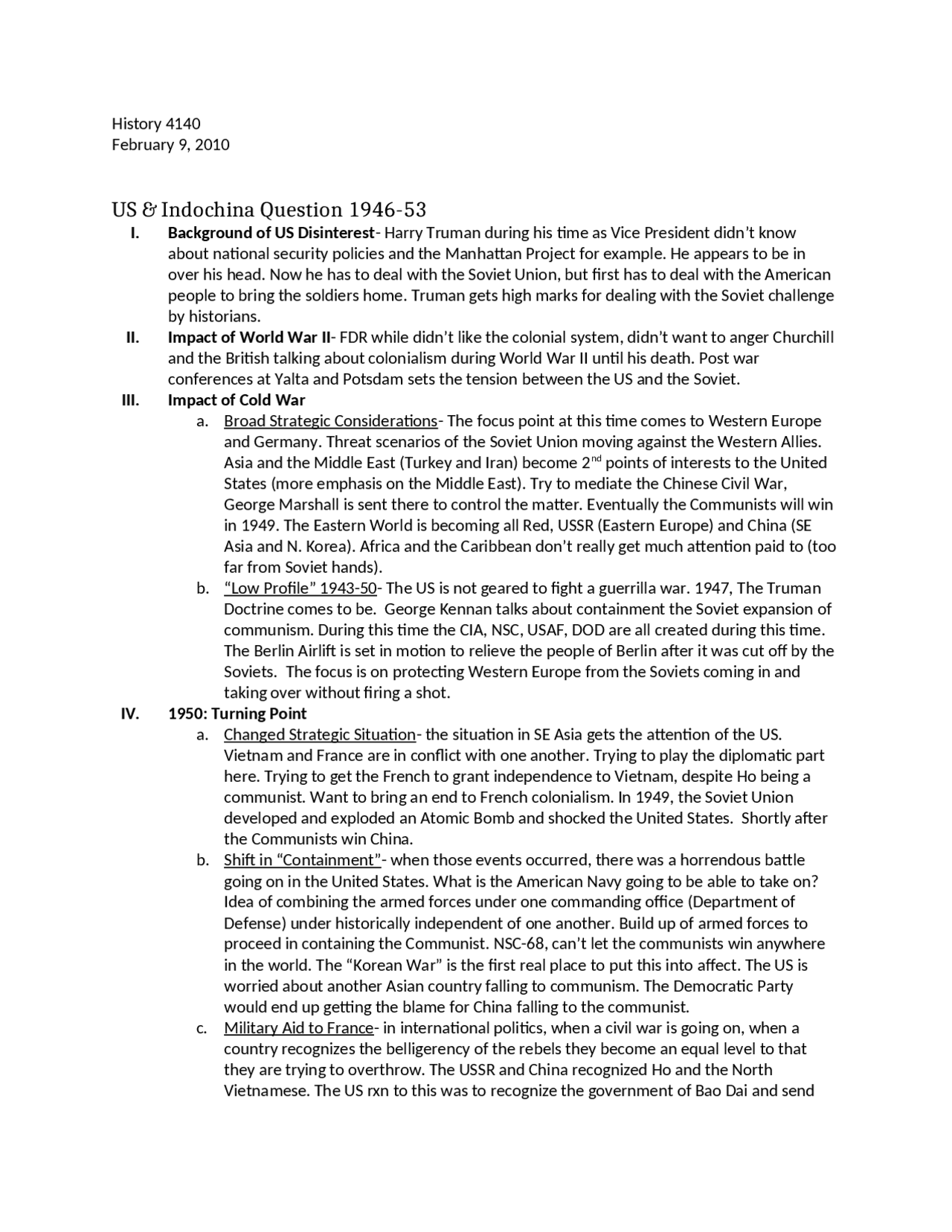 US and Indo China Questions - Vietnam War | HIST 4140 - Docsity