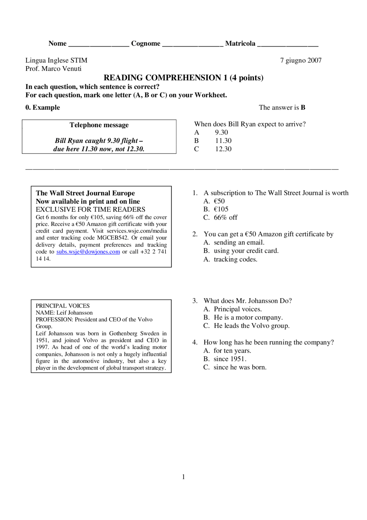Compito inglese 1 - Docsity
