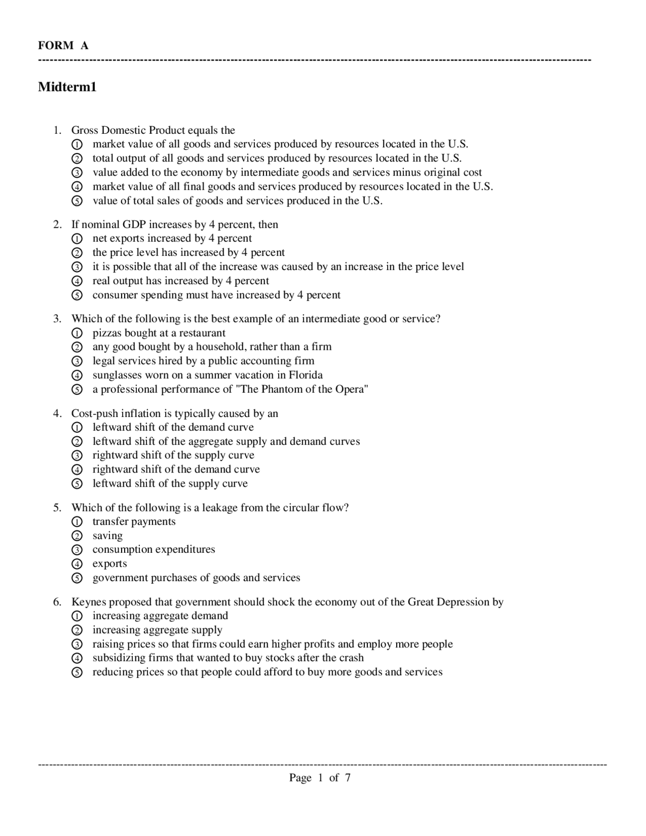 35 Questions on Principles of Economics with Answer key | ECON 2006 ...
